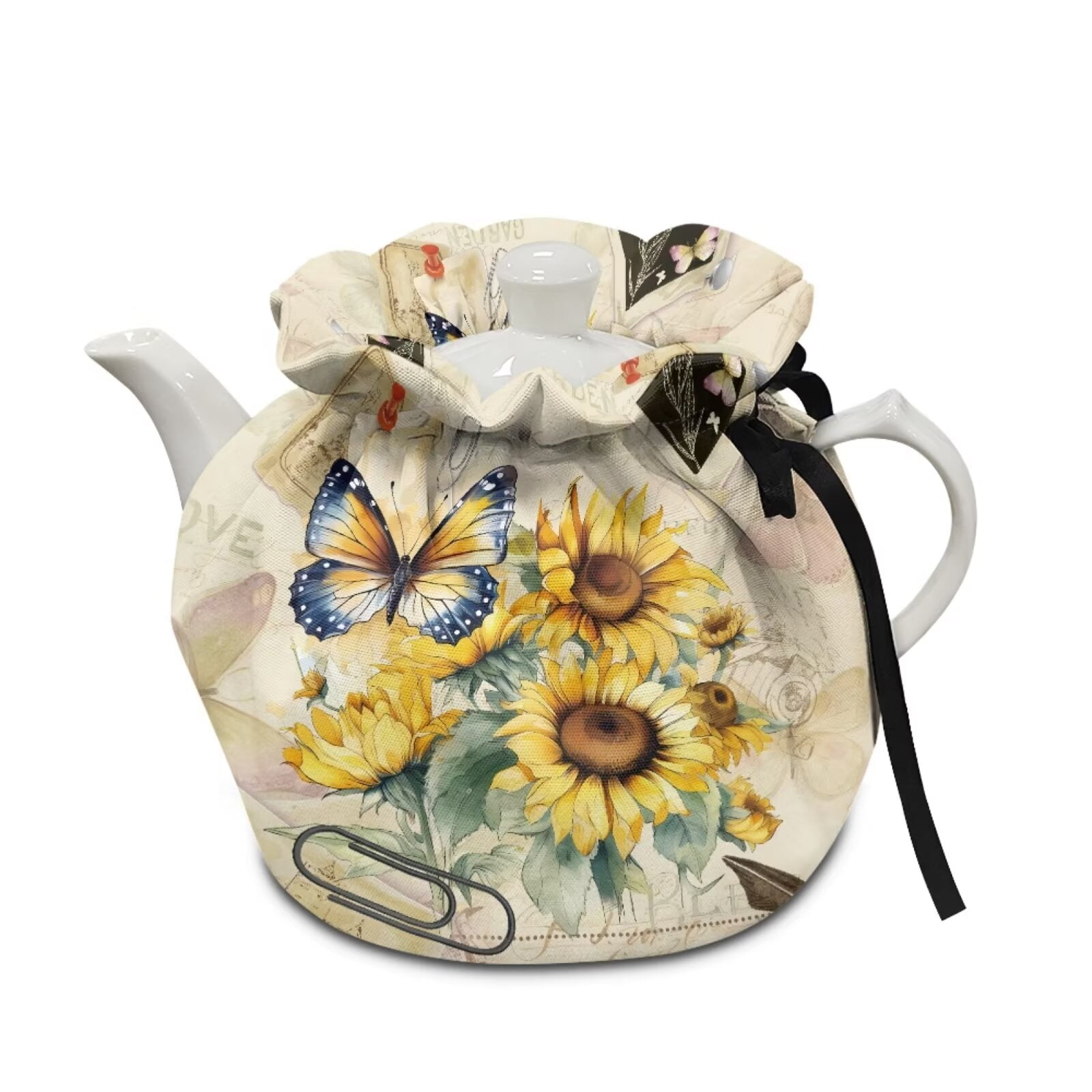 KUIFORTI Butterfly Sunflower Tea Pot Cozies Cotton Teapot Dust Cover ...