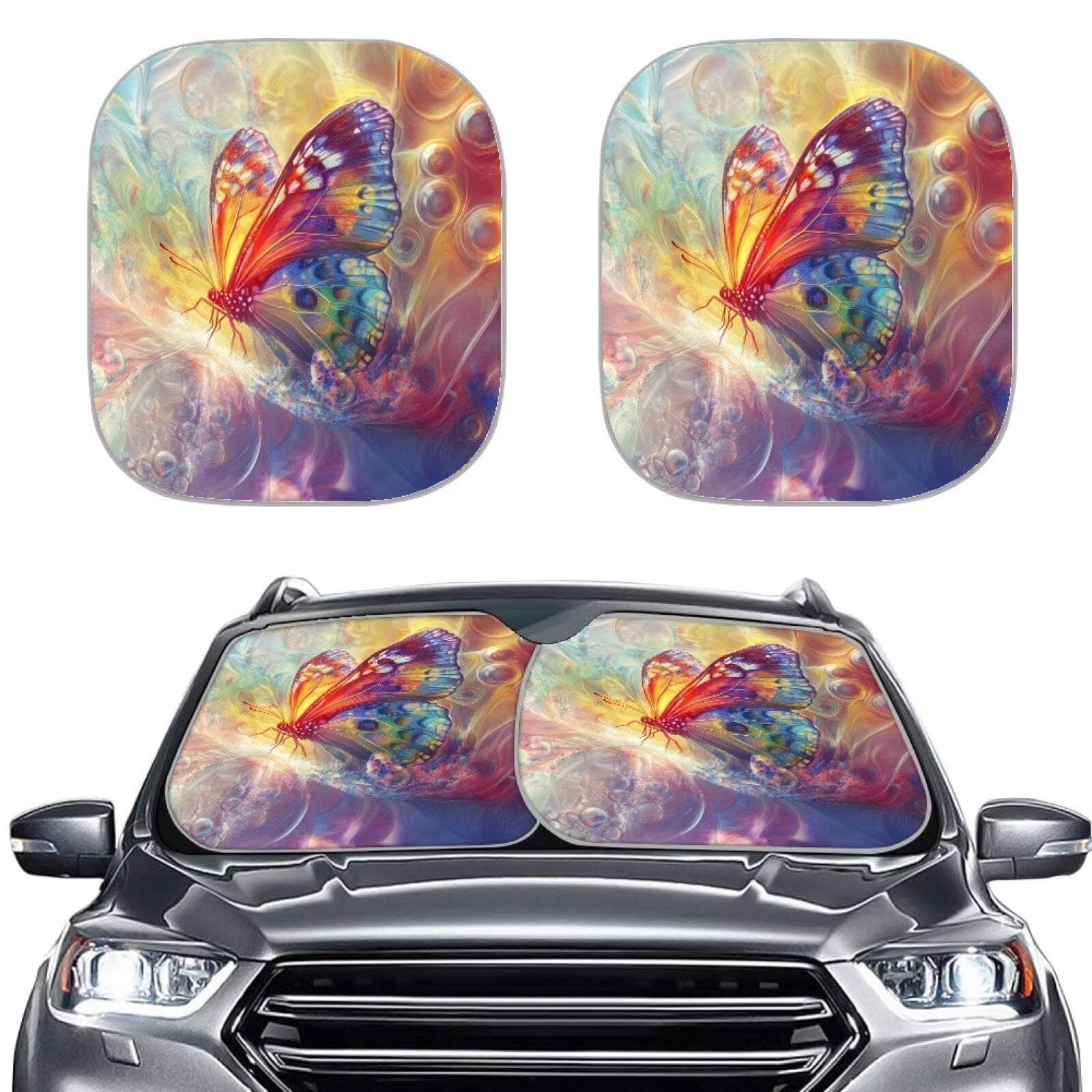 KUIFORTI Butterfly Windshield Sun Shade Foldable Car Window Shades ...