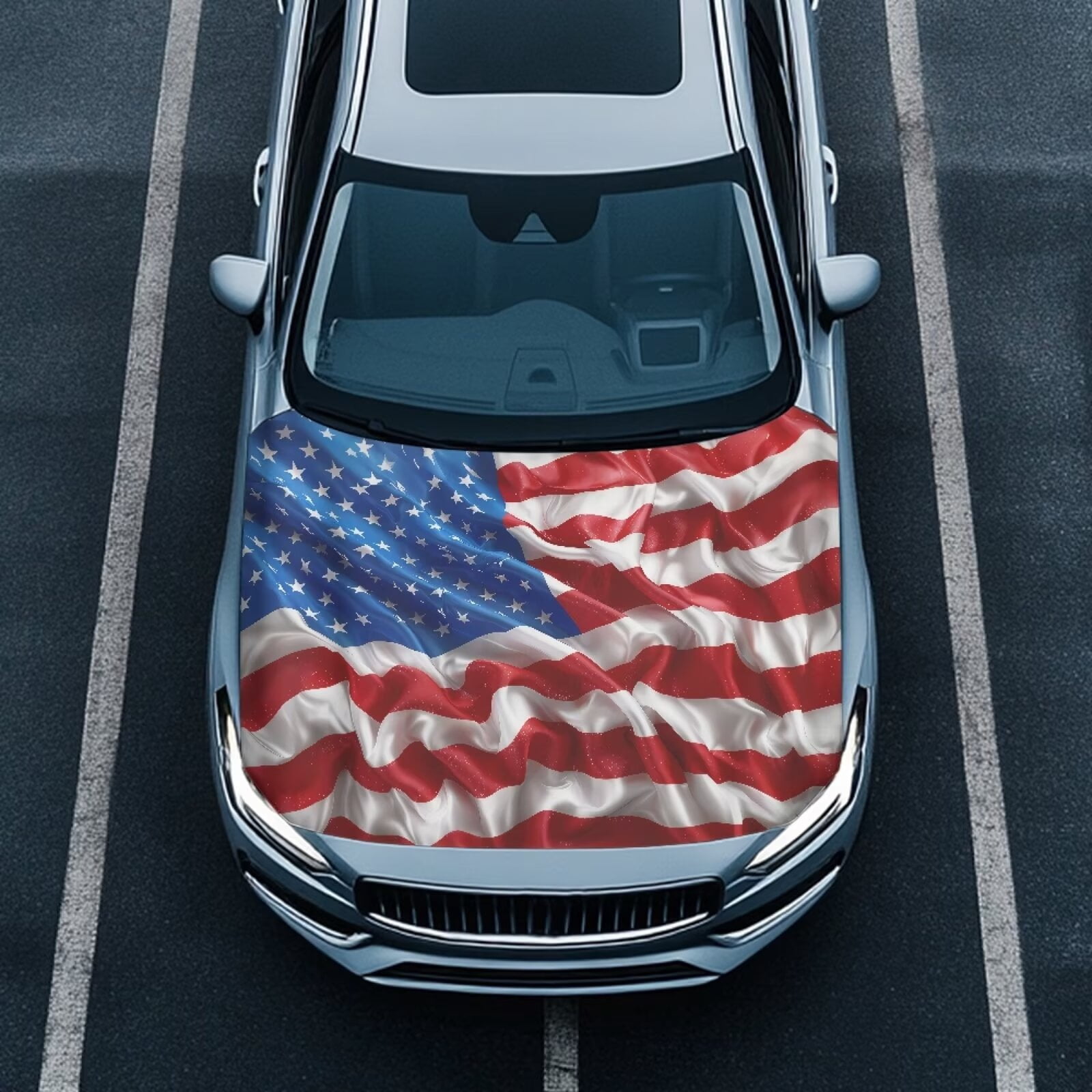 KUIFORTI Car Flag Hood Cover for American Flag - Vehicles Decorate ...