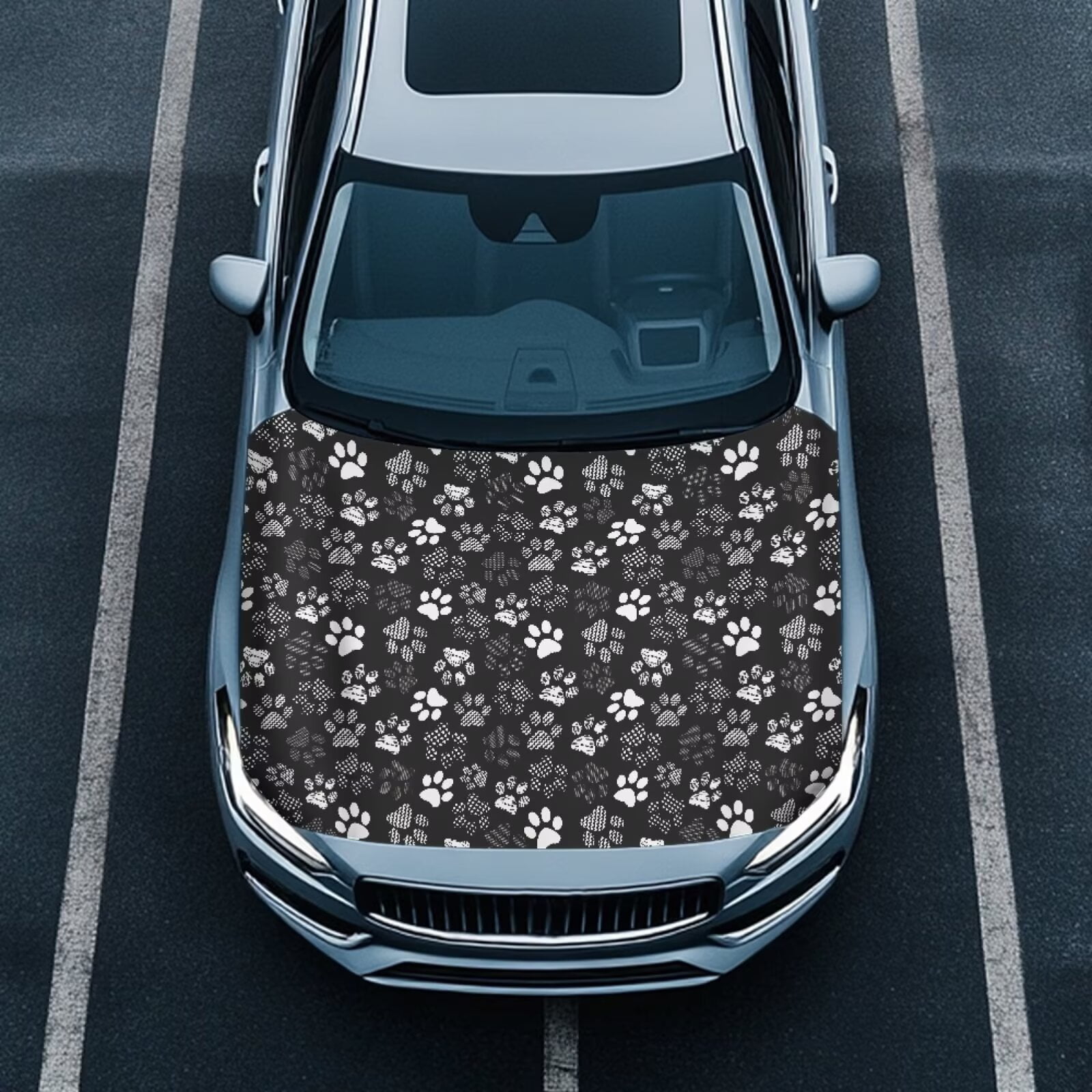KUIFORTI Car Hood Cover Protector Paw Print Hood Covers for Cars ...