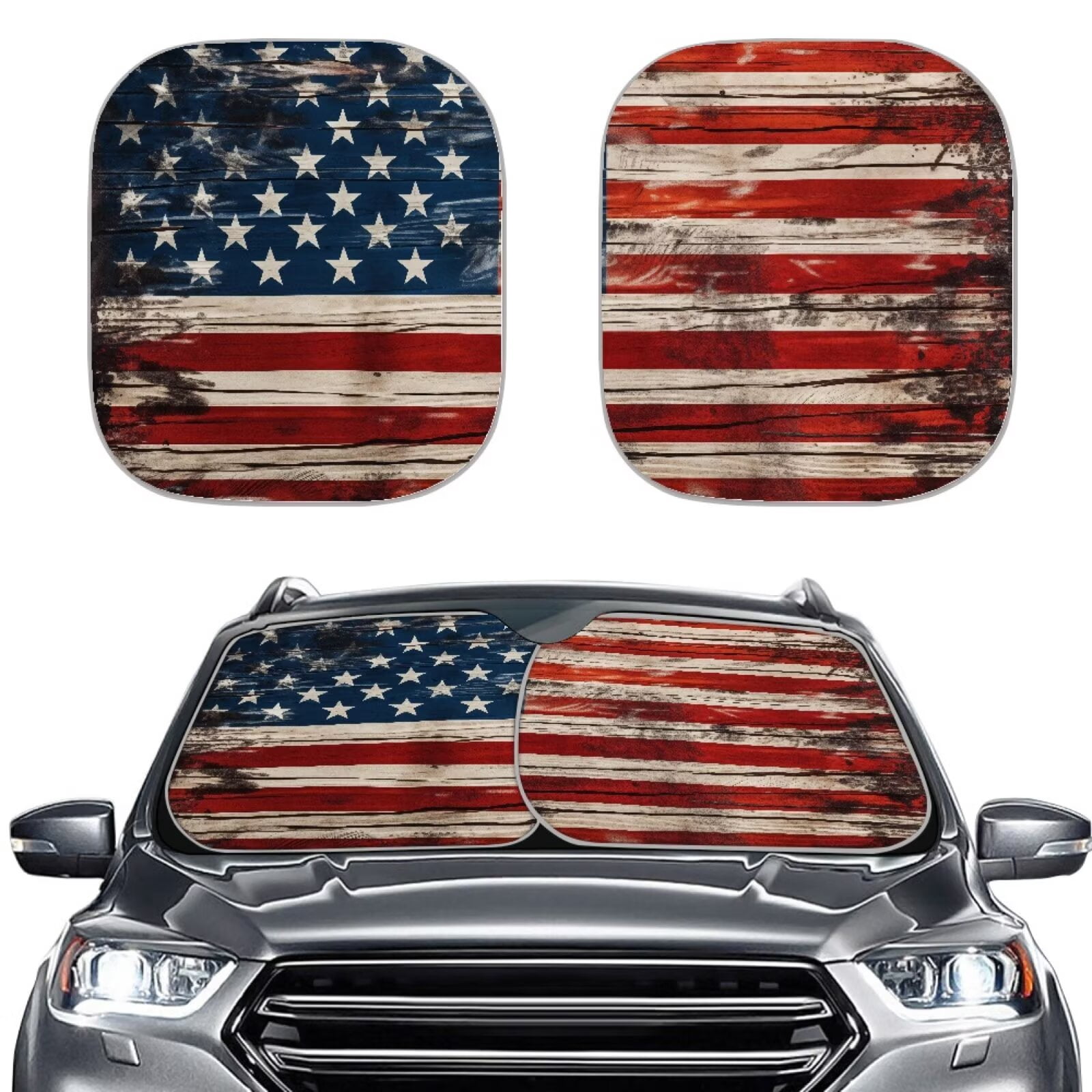 KUIFORTI Car Shades for Front Windows American Flag Sun Shade for Car ...