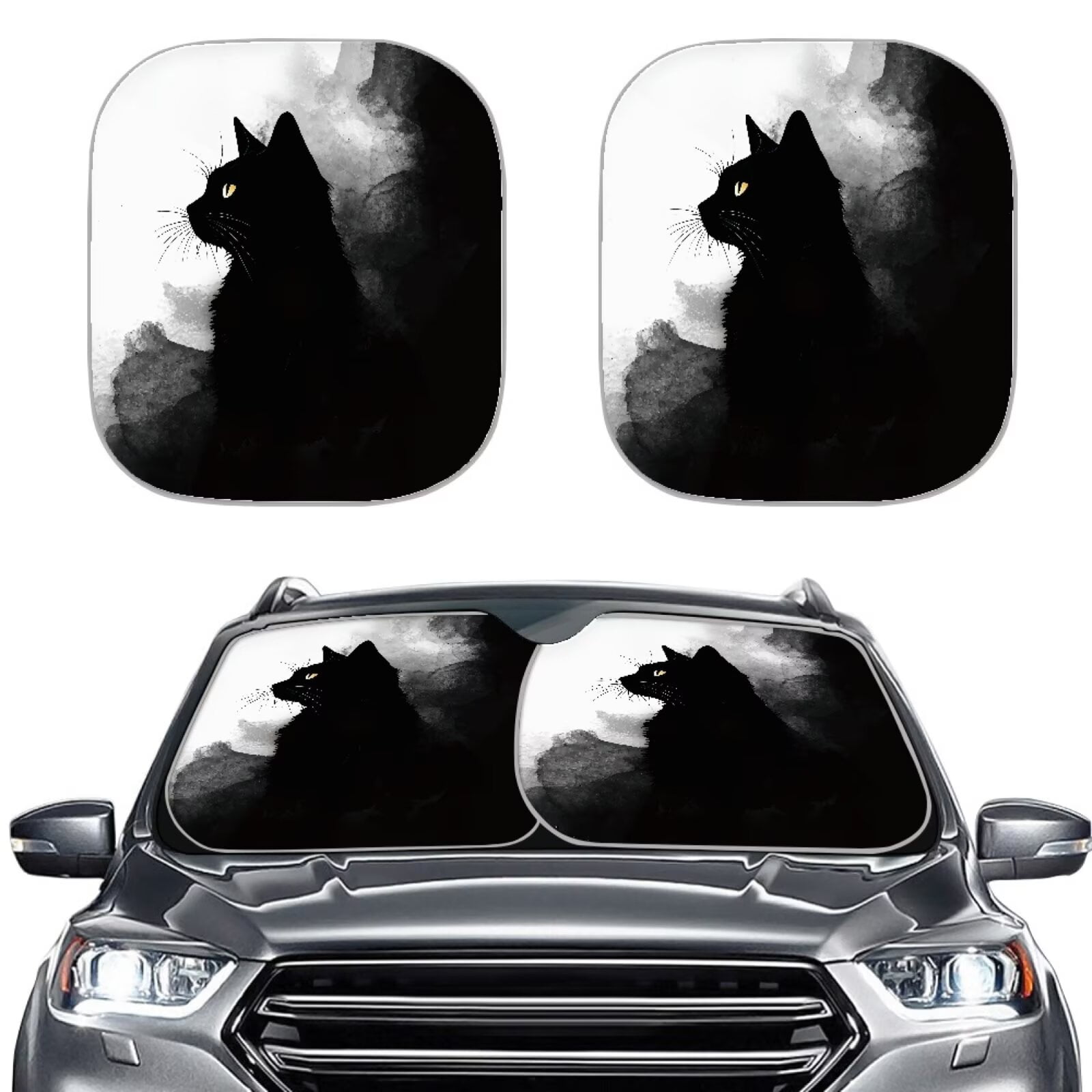 KUIFORTI Car Sun Shade Foldable Car Shades for Front Windows Cute Cat ...