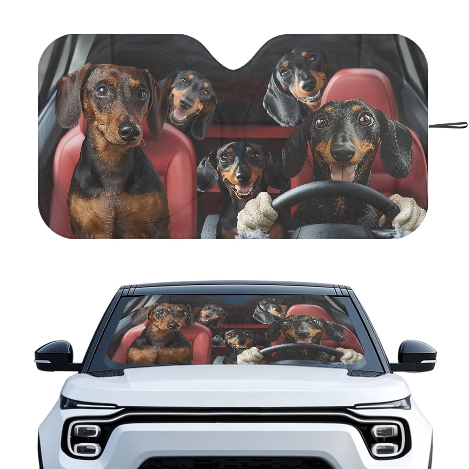 KUIFORTI Car Sun Shade Windshield Cute Dachshund Automotive Sun Shield ...