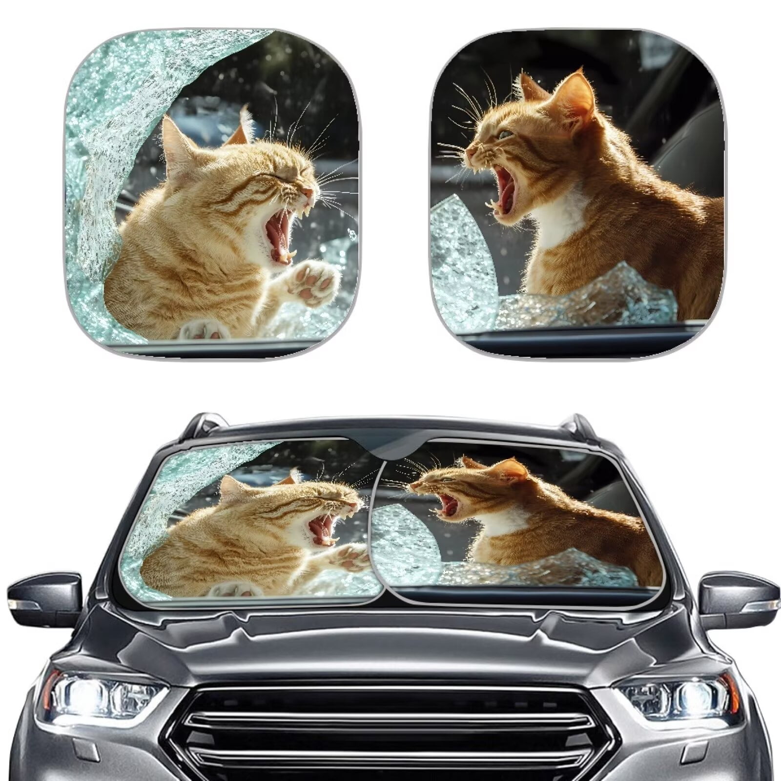 KUIFORTI Car Window Shades Front Windshield Cute Cat Sun Shade for Car ...