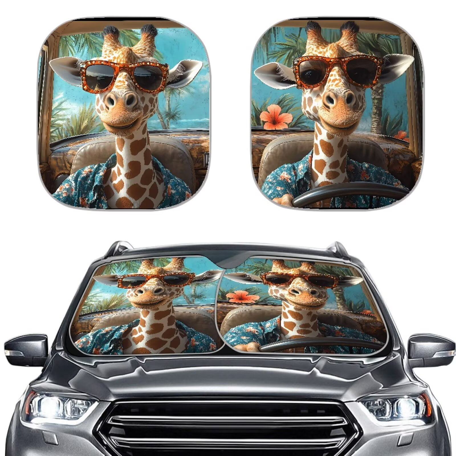 KUIFORTI Car Windshield Sun Shade 2 Piece Foldable Automotive Interior ...