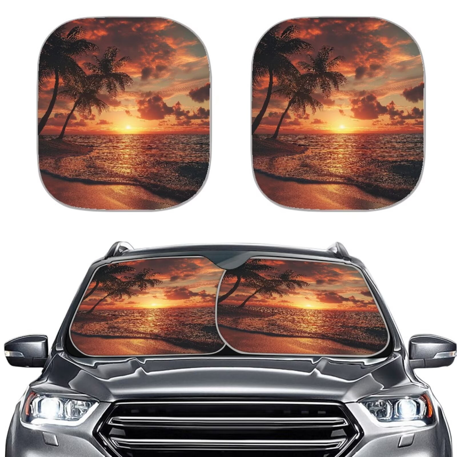 KUIFORTI Car Windshield Sun Shade, 2 Pieces Sun Shield Reflective Sun ...