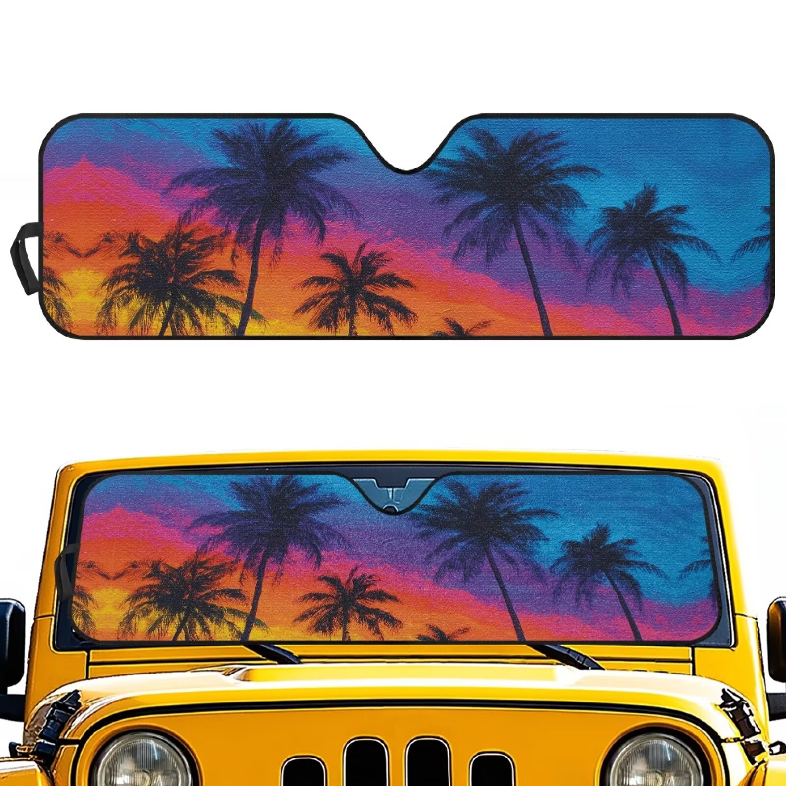 KUIFORTI Car Windshield Sun Shade Compatible with Jeep Wrangler JK JL ...