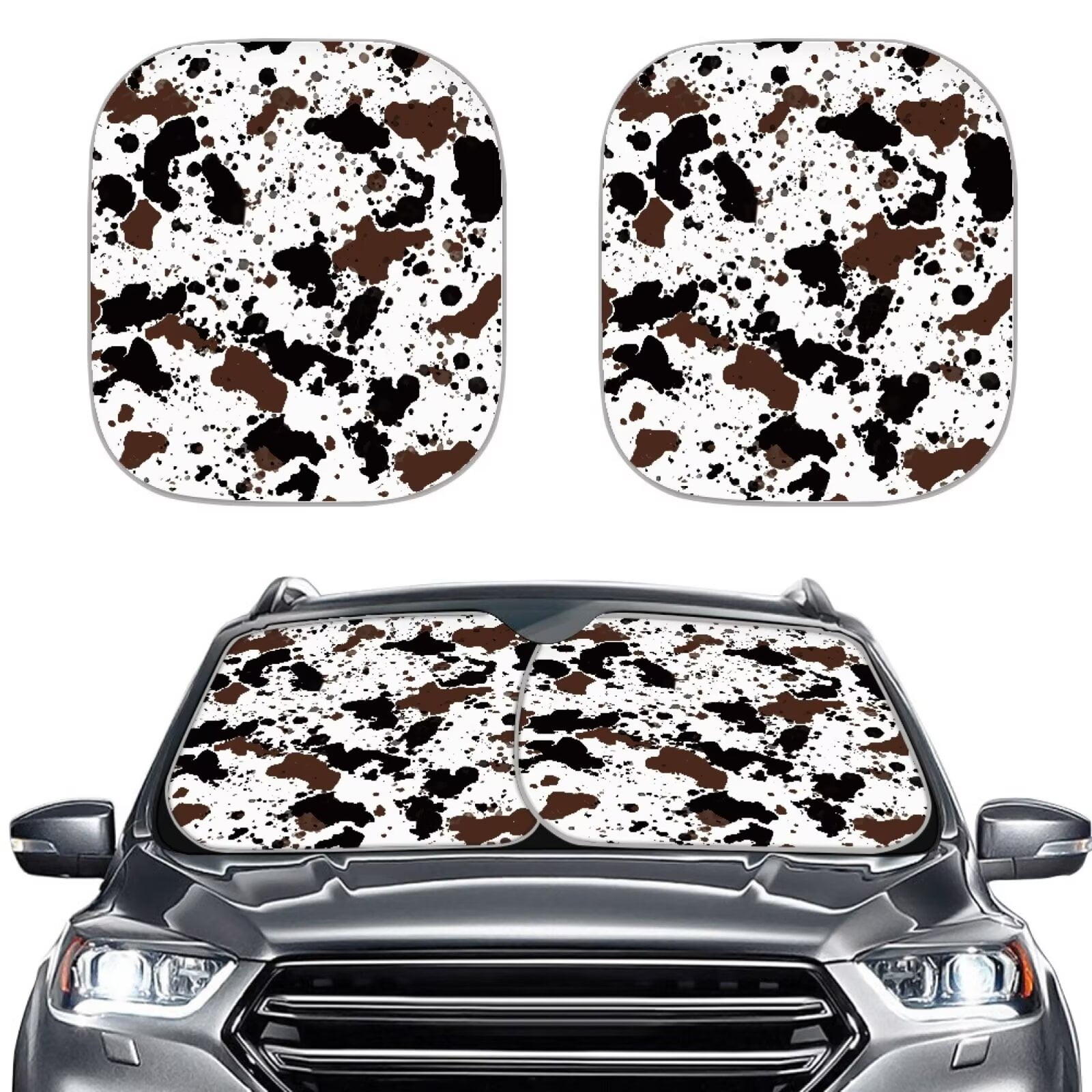 KUIFORTI Car Windshield Sun Shade, Cow Print Car Sun Shade, Foldable ...