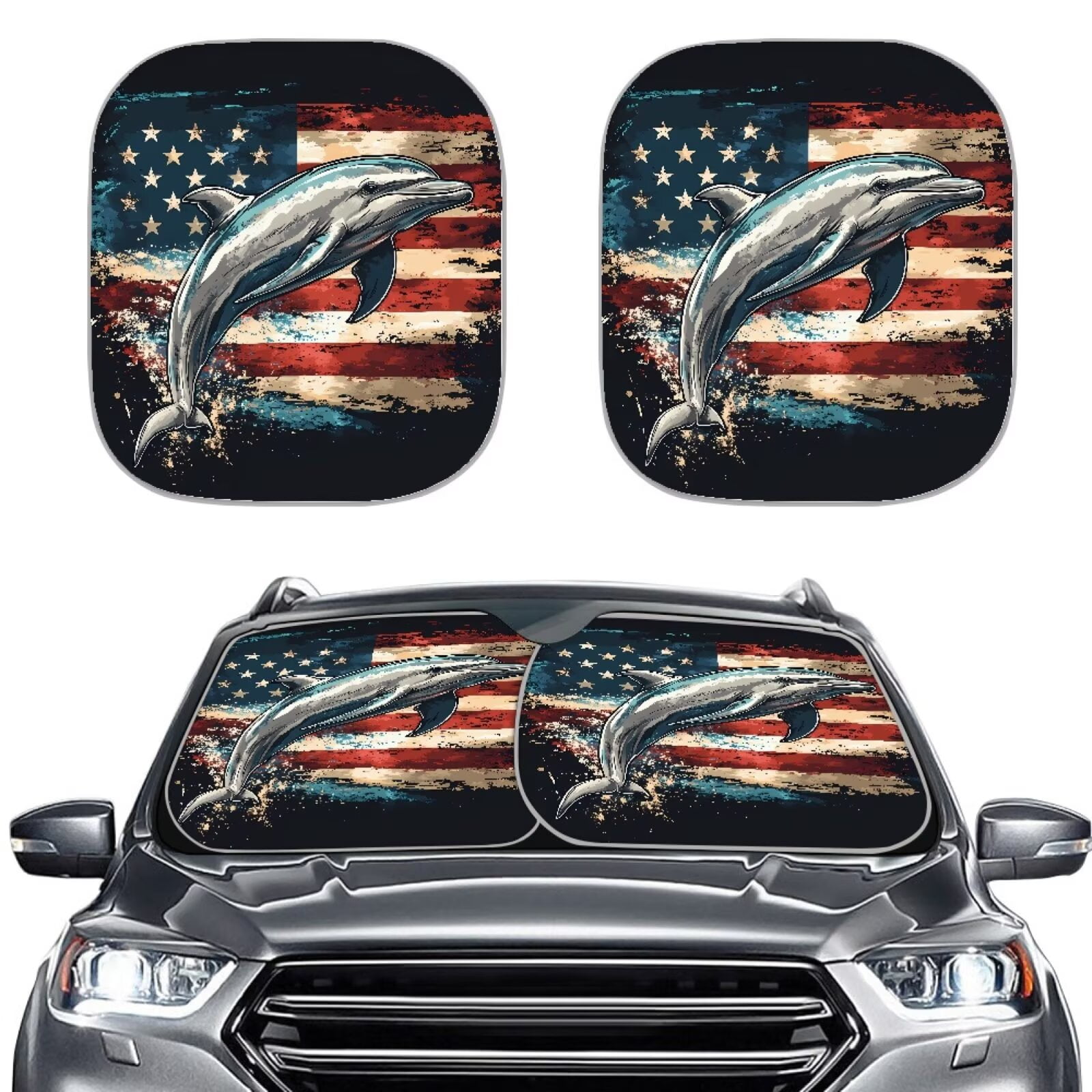 KUIFORTI Car Windshield Sun Shade Cute Dolphin Car Shades for Front ...