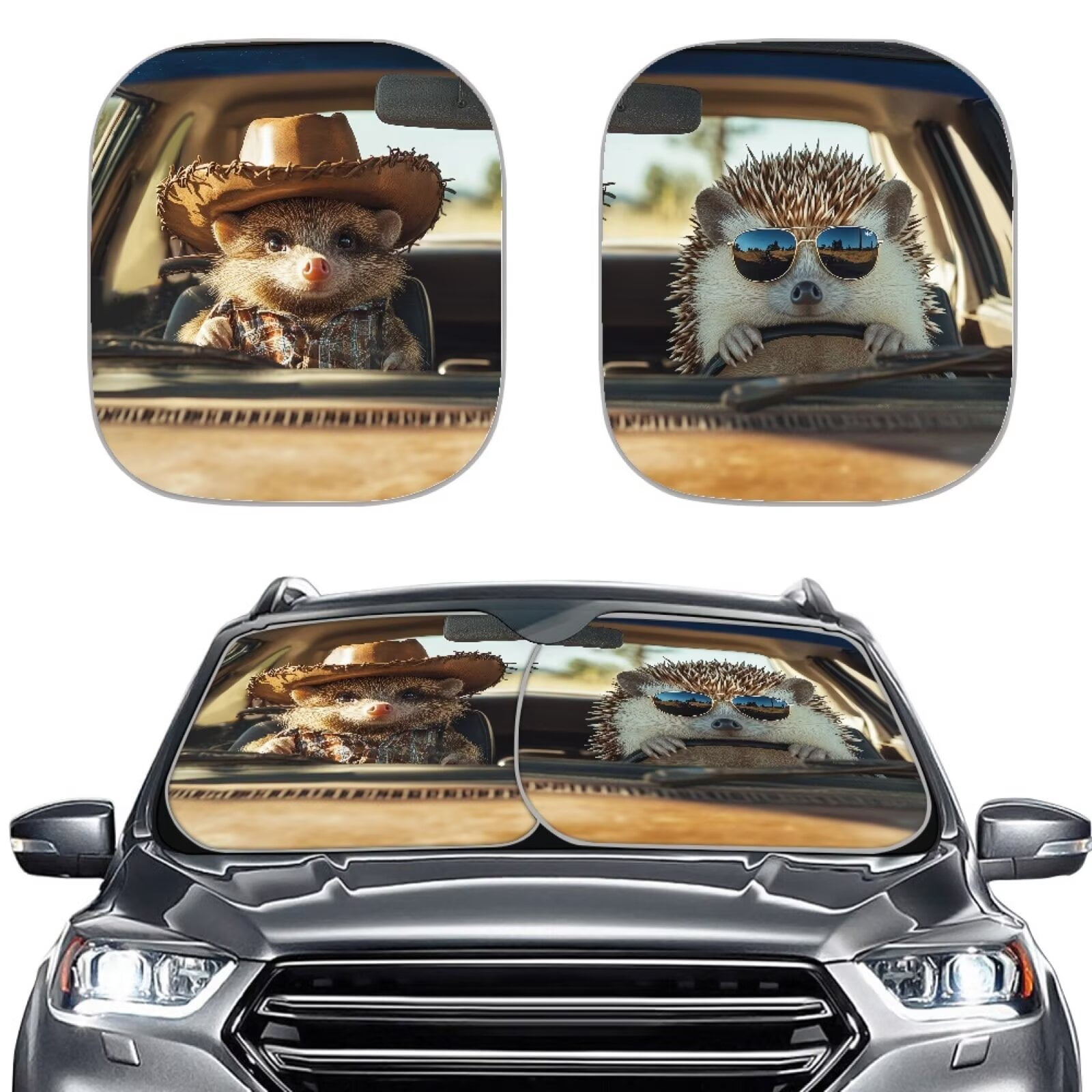 KUIFORTI Car Windshield Sun Shade Cute Hedgehog, Funny Sun Shade Car ...