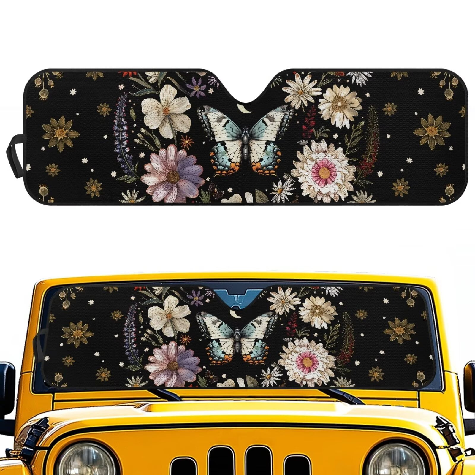 KUIFORTI Car Windshield Sun Shade Easy Installation Butterfly Sunshades ...