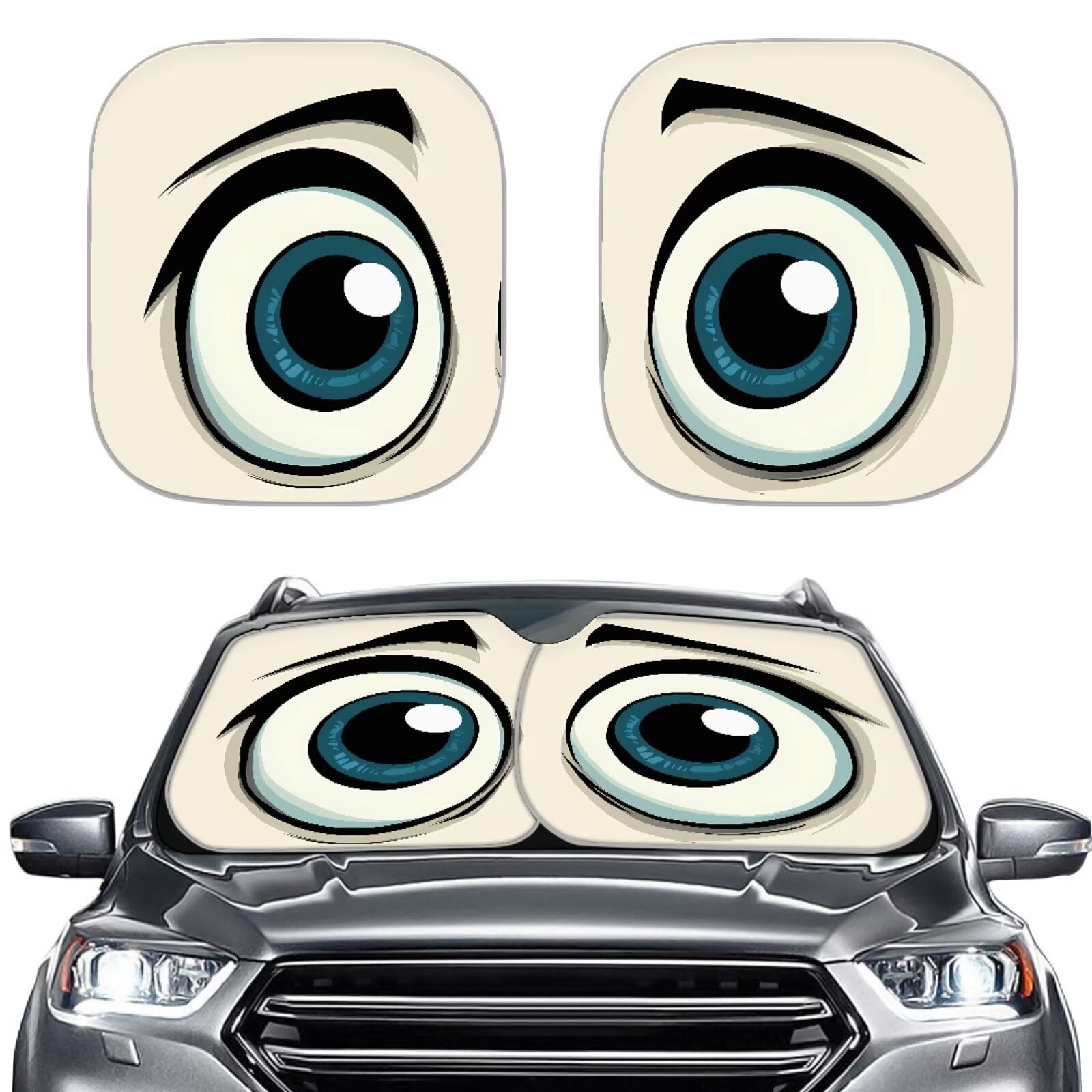 KUIFORTI Cars Eyes Windshield Sun Shade Foldable Car Window Shade, 2 ...