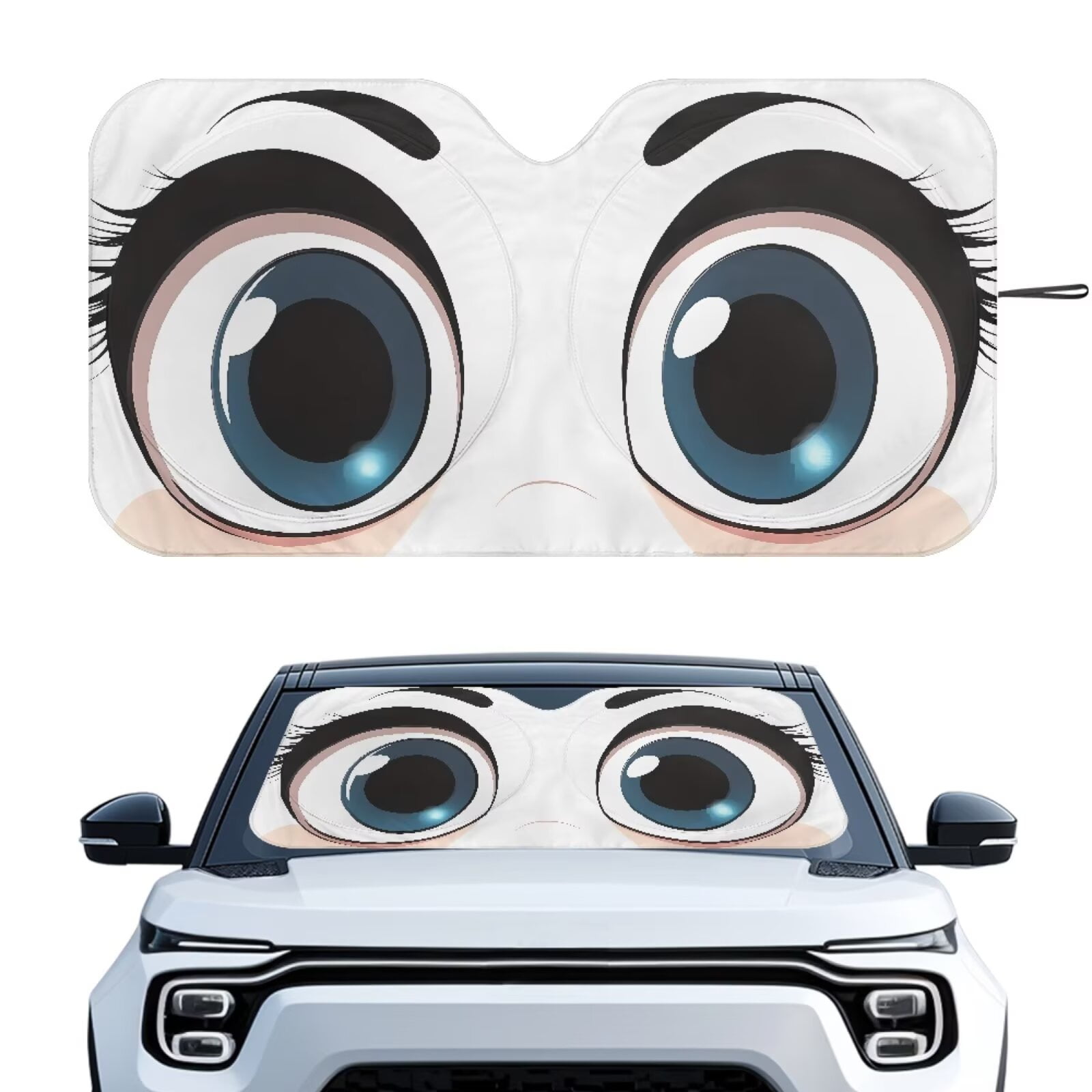 KUIFORTI Cartoon Eyes Windshield Sun Shade Foldable Reflective ...