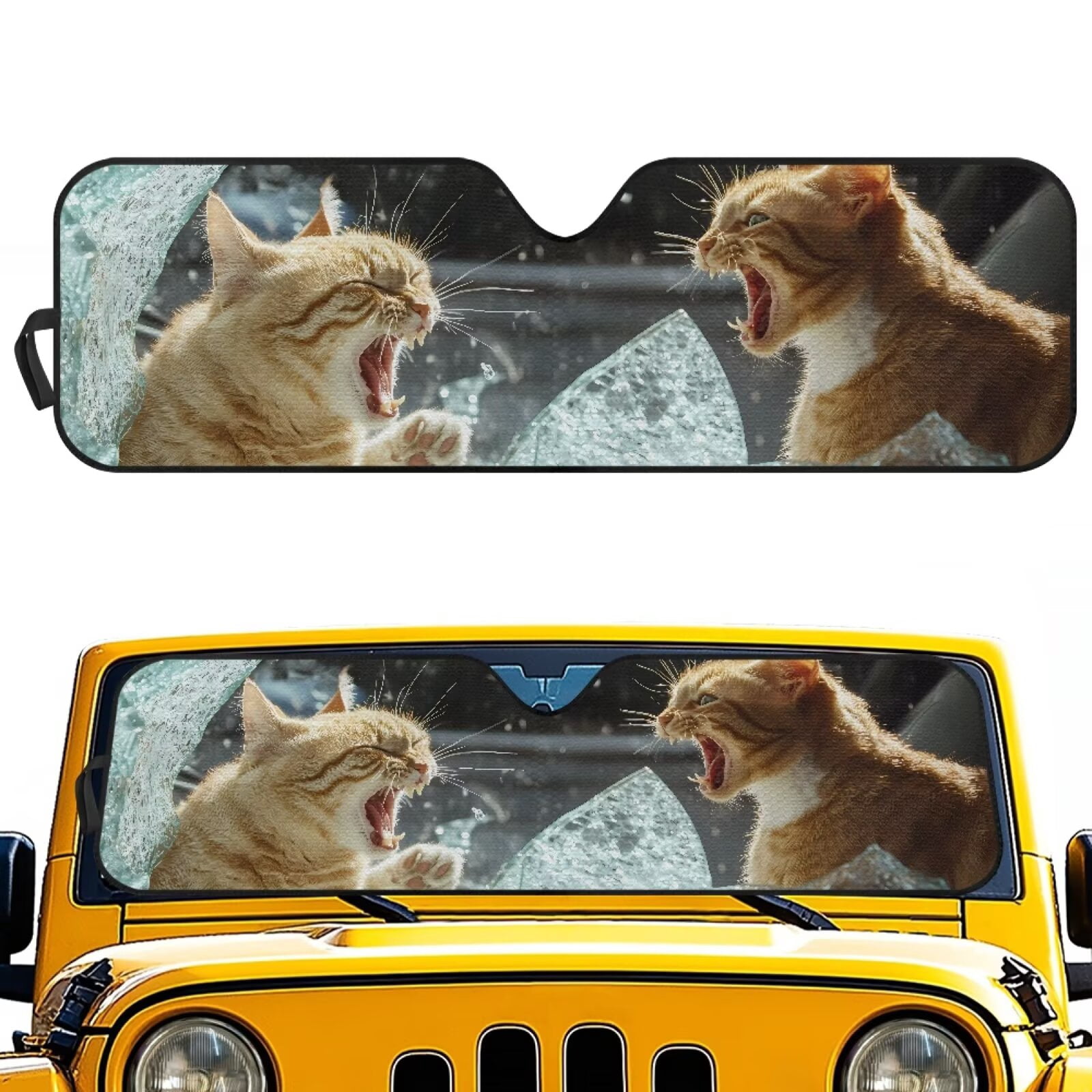 KUIFORTI Cat Windshield Sun Shade for 2007-2023 Wrangler Rubicon Sahara ...
