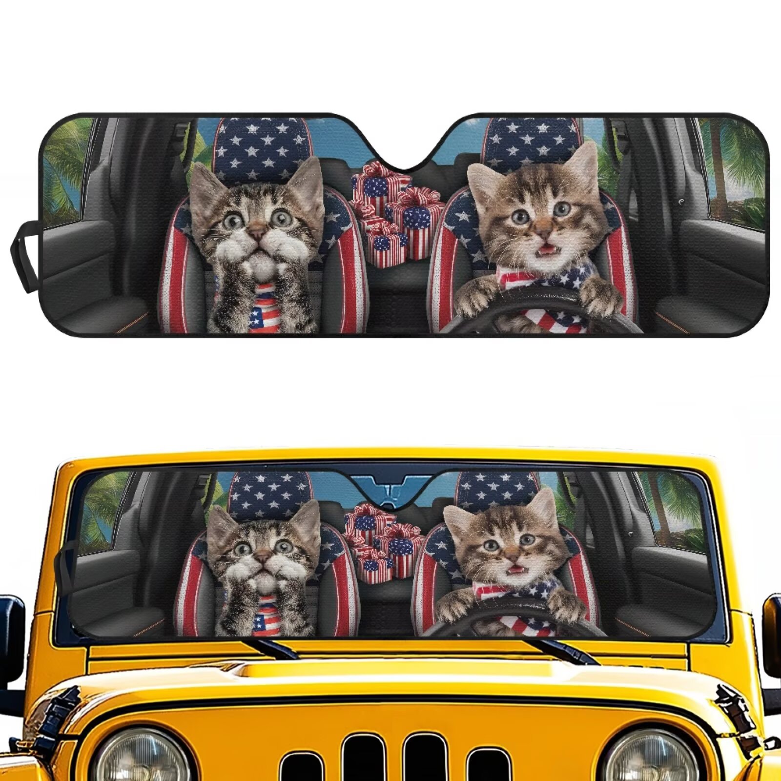 KUIFORTI Cat Windshield Sun Shade for Jeep Wrangler TJ JK JKU 1997-2018 ...