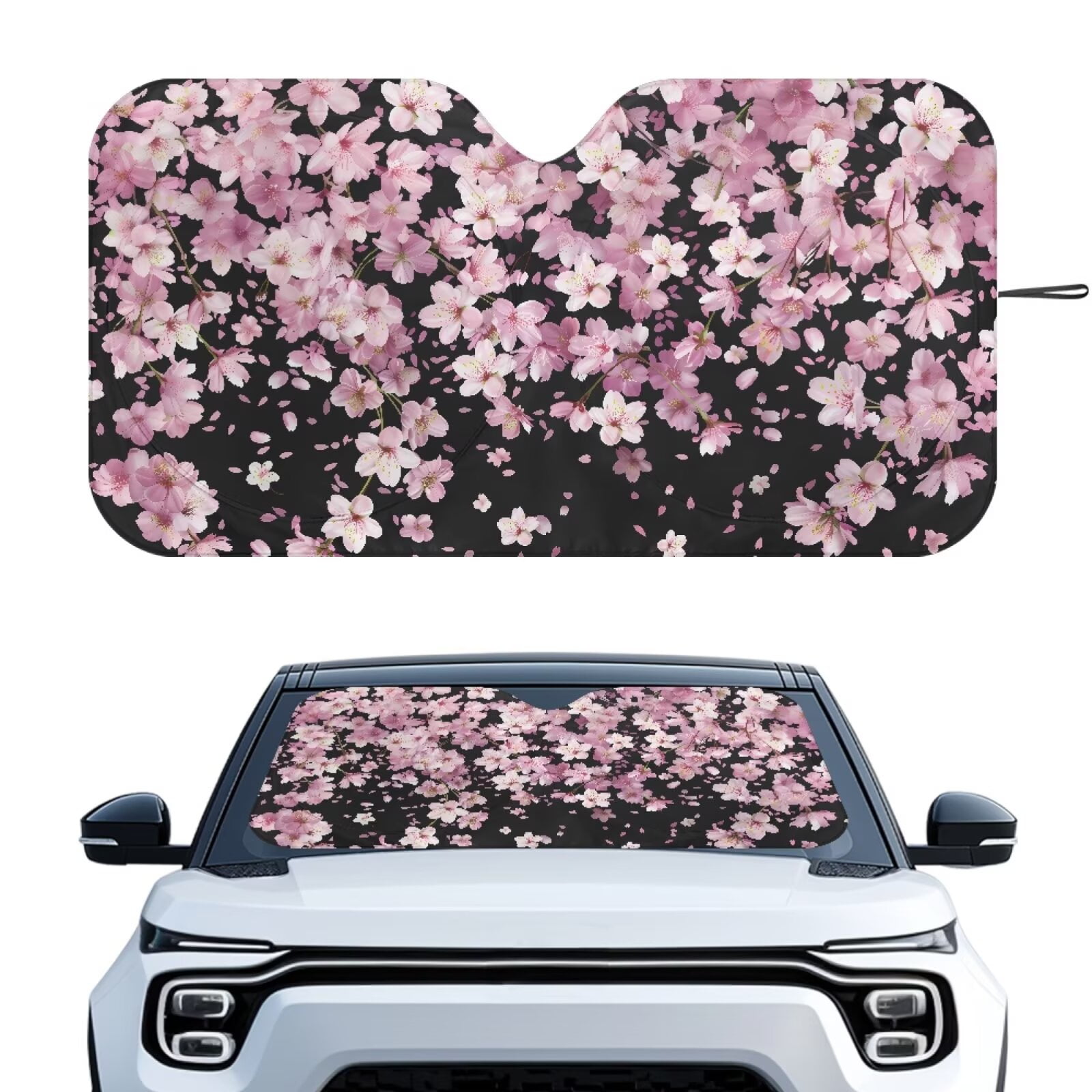 KUIFORTI Cherry Blossom Windshield Sun Shade for Women, Foldable Car ...