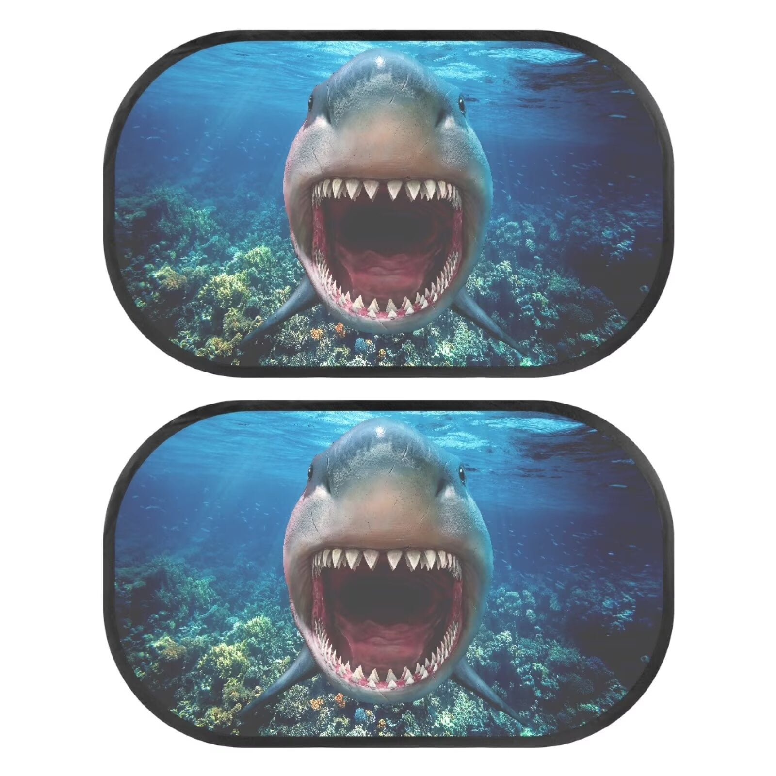 KUIFORTI Cling Car Window Shade for Baby, 2 Pack Cartoon Shark Window ...