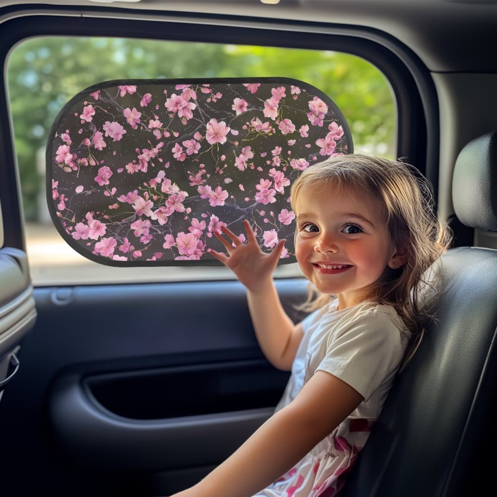 KUIFORTI Cling Car Window Shades for Side Window, 2 Pcs Cherry Blossom ...