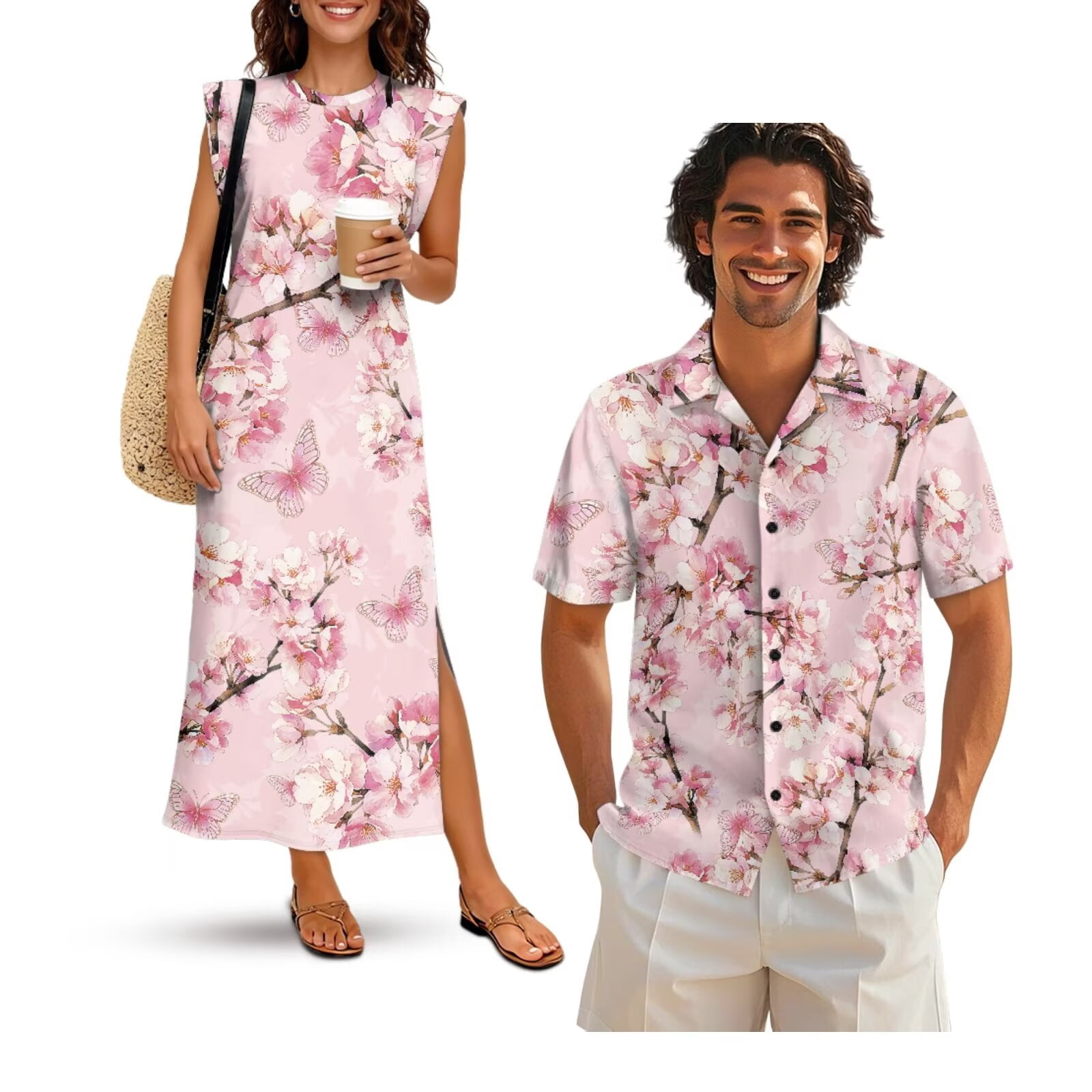 KUIFORTI Couple Matching Outfits Cherry Blossom Matching Couples ...