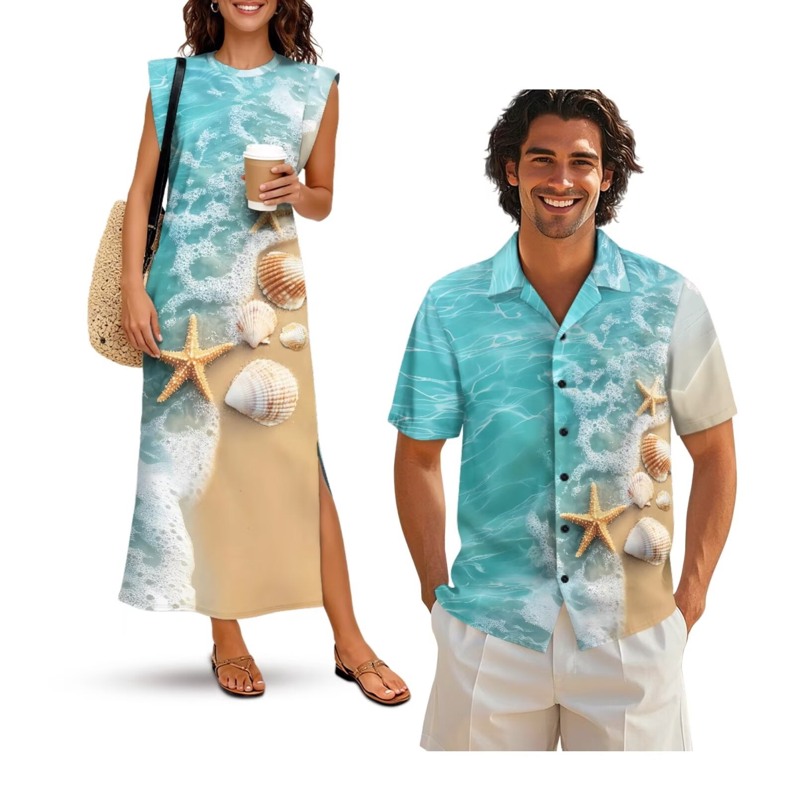 KUIFORTI Couple Matching Outfits Starfish Shell Lightweight Husband and ...
