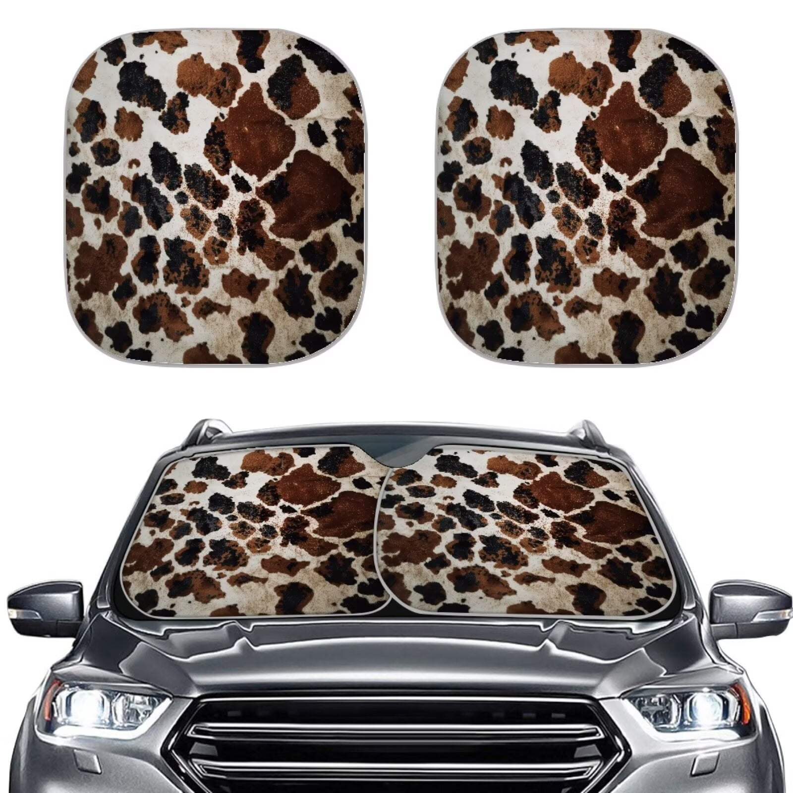 KUIFORTI Cow Print Windshield Sun Shade Foldable Sun Visor for Car ...