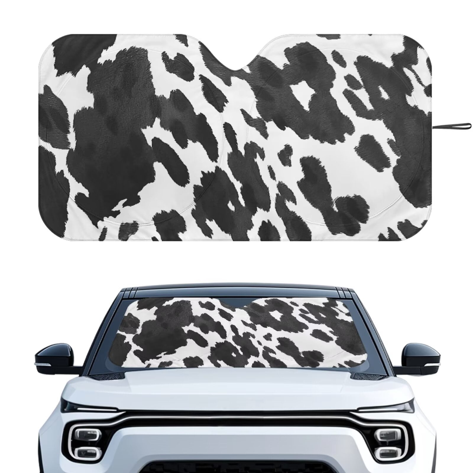 KUIFORTI Cow Print Windshield Sun Shade for Women, Foldable Car Window ...