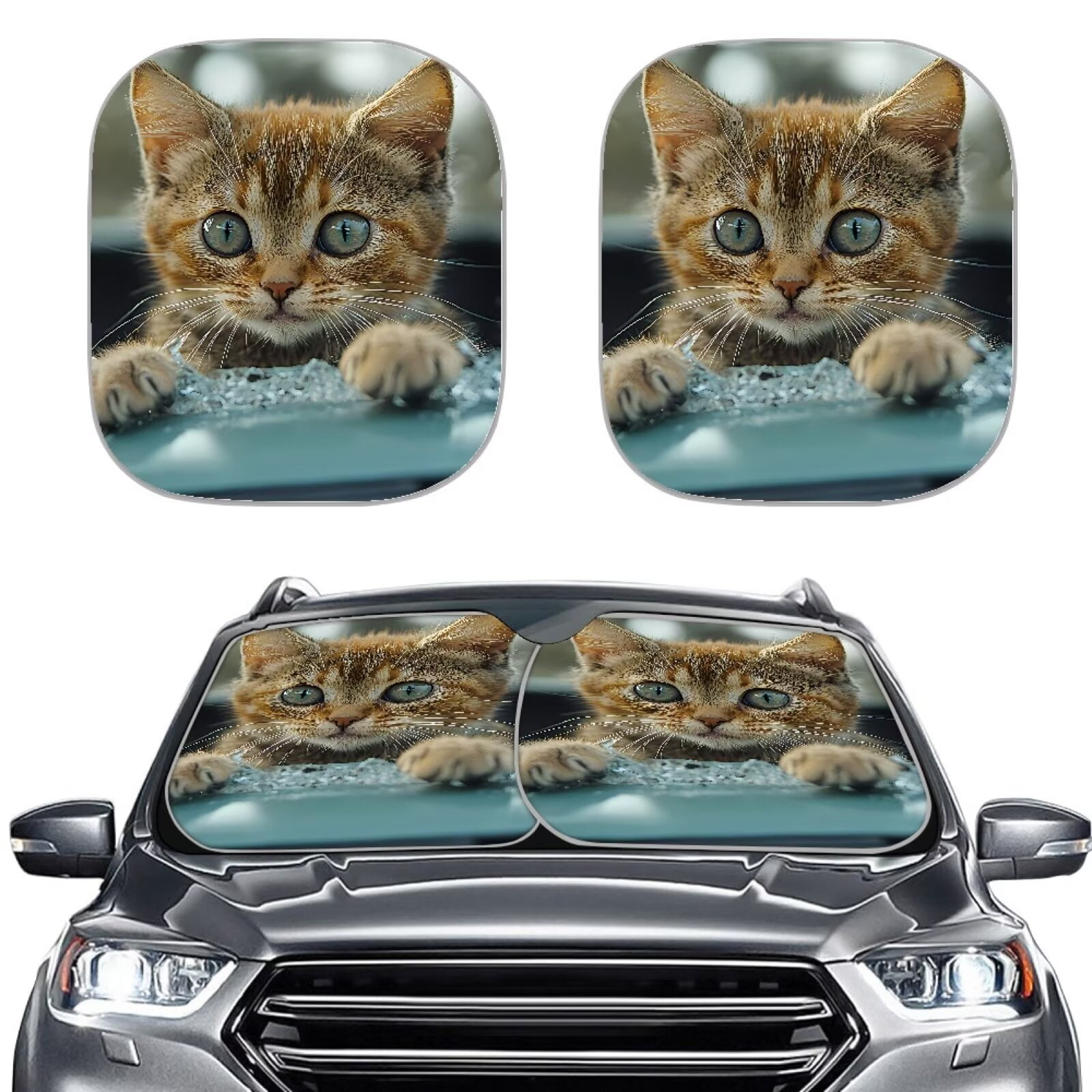 KUIFORTI Cute Cat Front Windshield Sun Shade Foldable Front Window ...