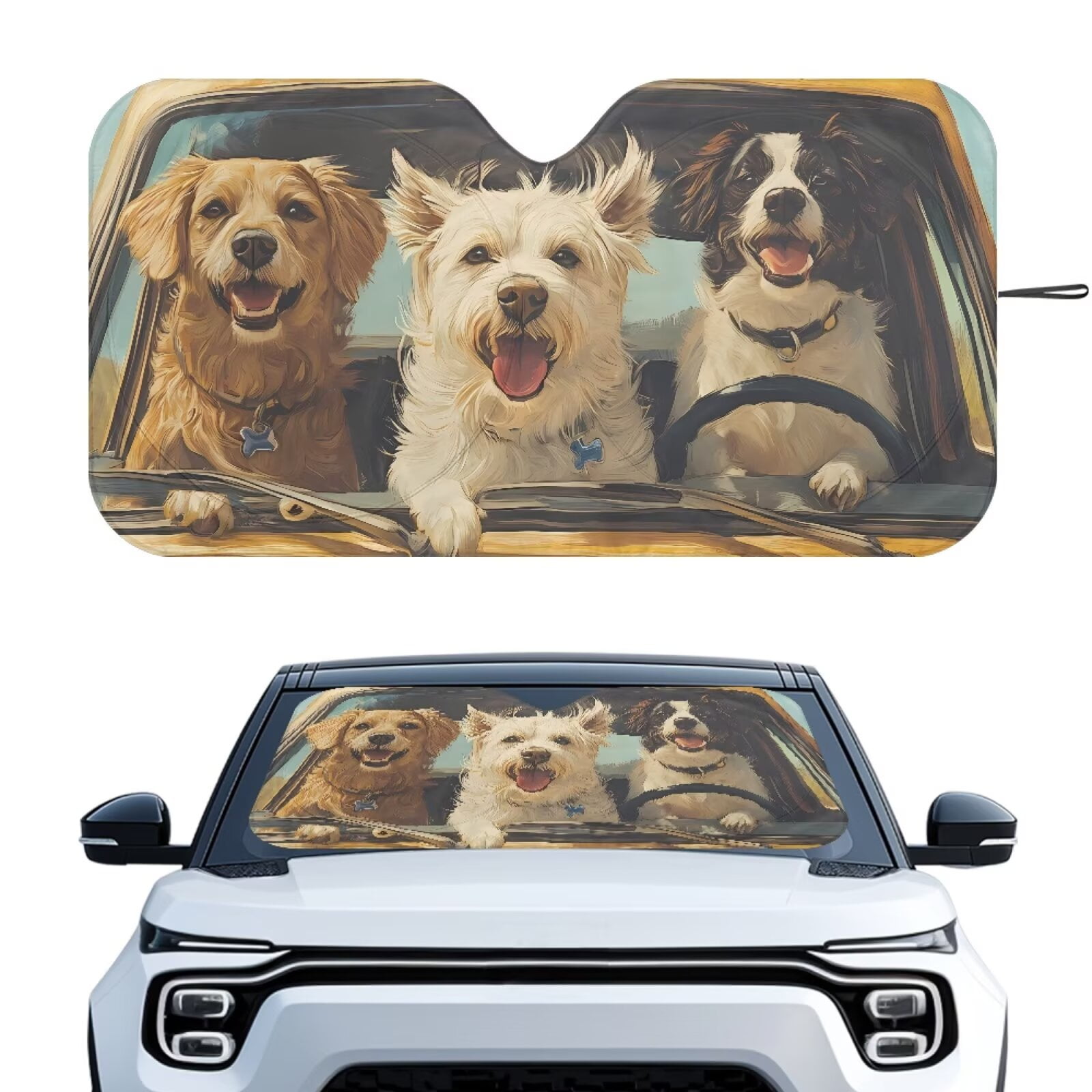 KUIFORTI Cute Dog Sun Shade for Car Windshield Large Automotive ...