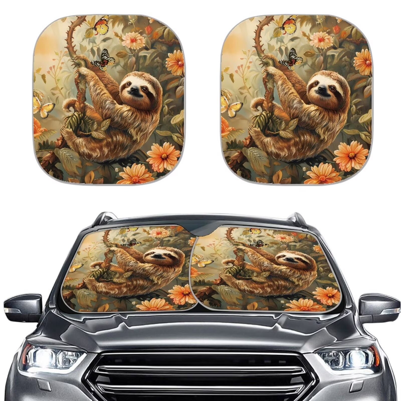 KUIFORTI Cute Sloth Car Sun Shade, Foldable Windshield Sun Shade ...