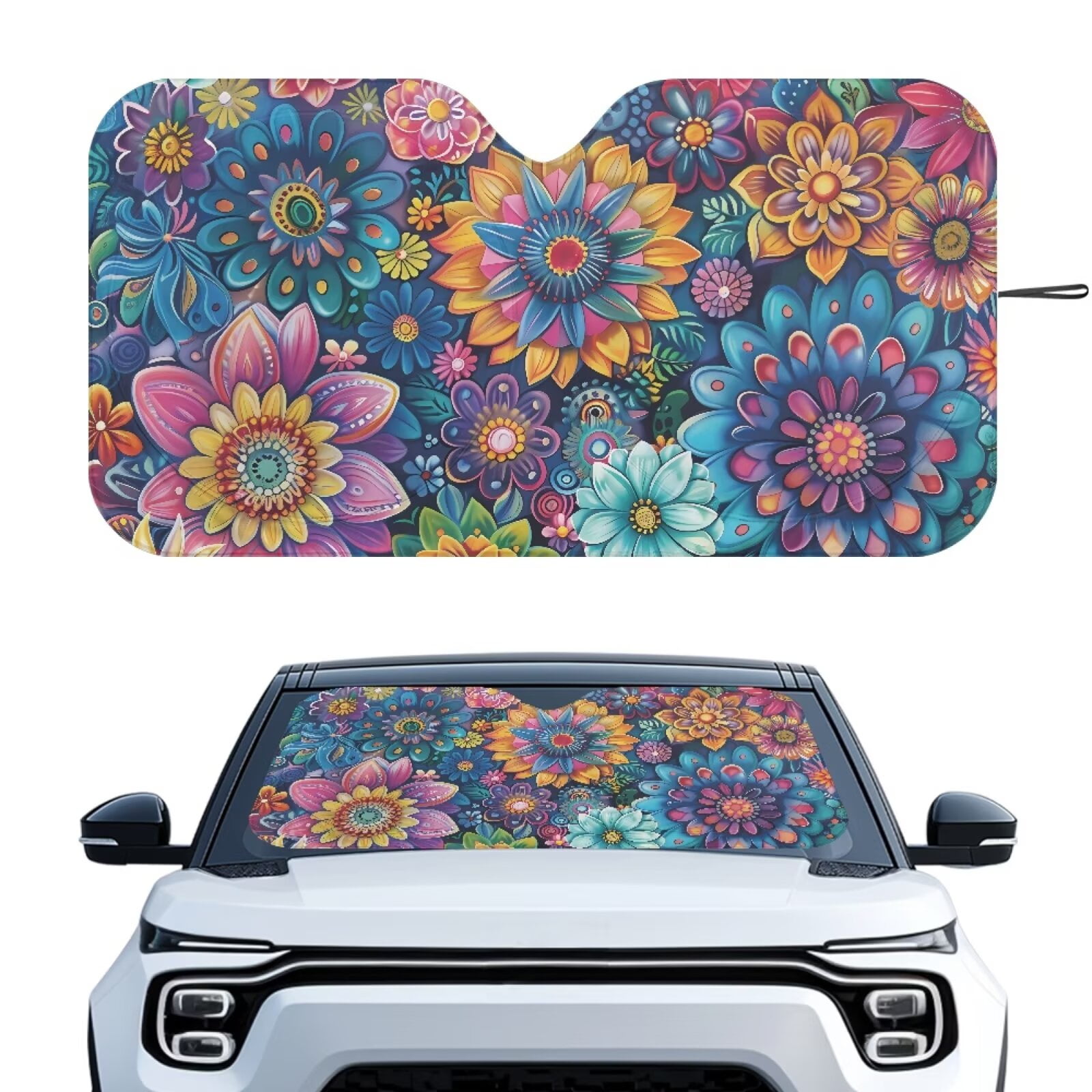 KUIFORTI Dahlia Windshield Sun Shade Foldable Front Windshield Shade ...