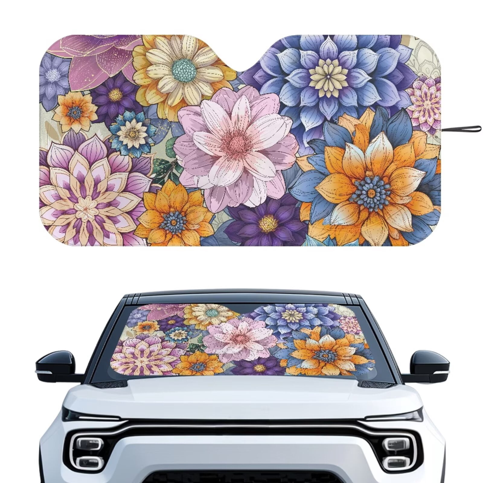 KUIFORTI Dahlia Windshield Sun Shade for Women, Universal Car Front ...