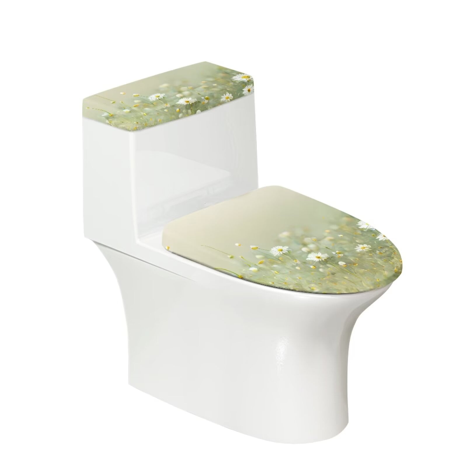 KUIFORTI Daisy Toilet Lid Cover and Toilet Seat Cover Set Green Toilet ...