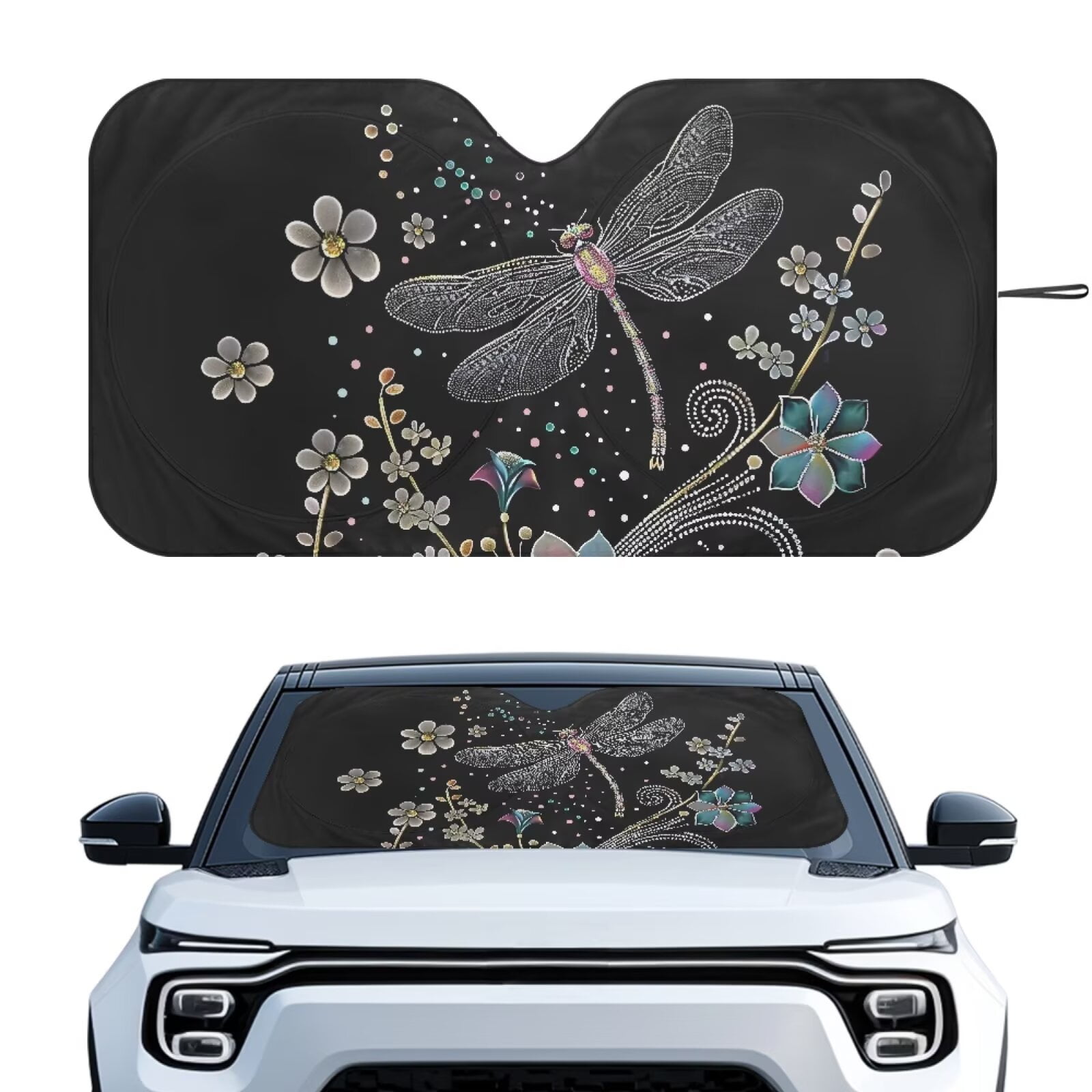 KUIFORTI Dragonfly Car Windshield Sun Shade Foldable Car Shades for ...