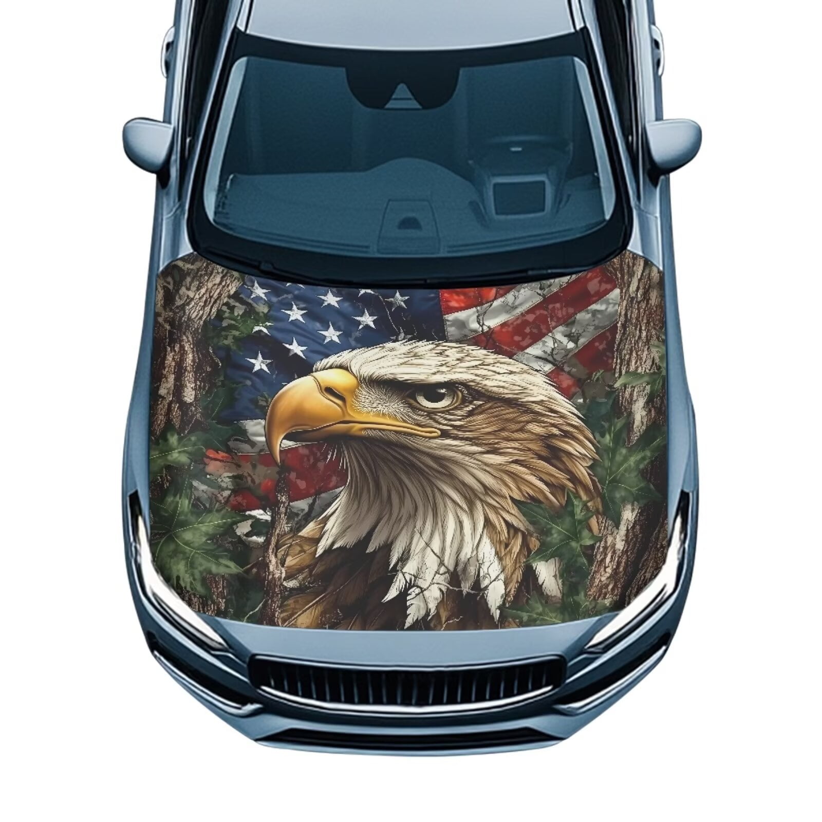 KUIFORTI Eagle Car Hood Cover American Flag Car Front Hood Cover ...