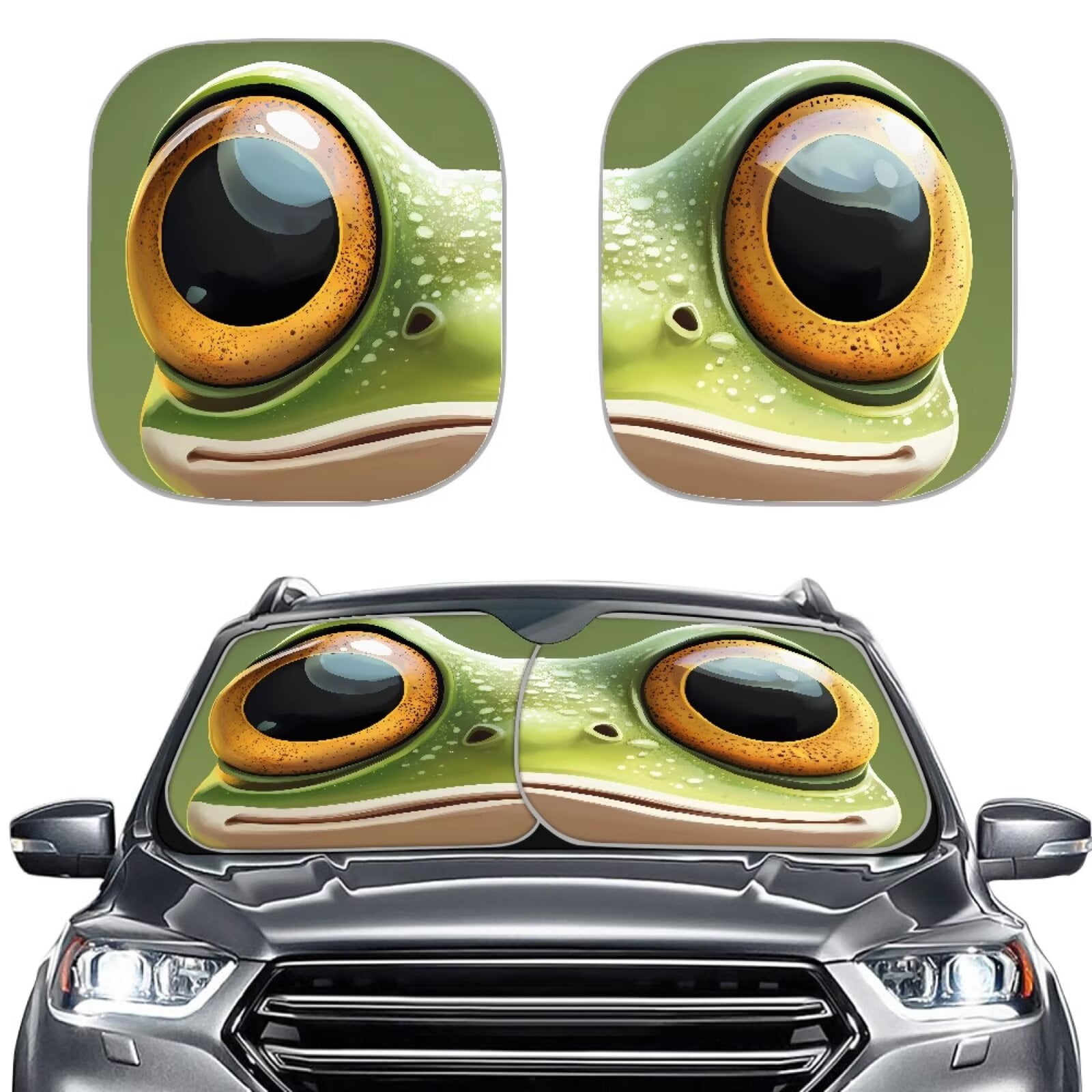 KUIFORTI Eyes Car Windshield Sun Shade Cute Frog Car Sun Visor Protect ...