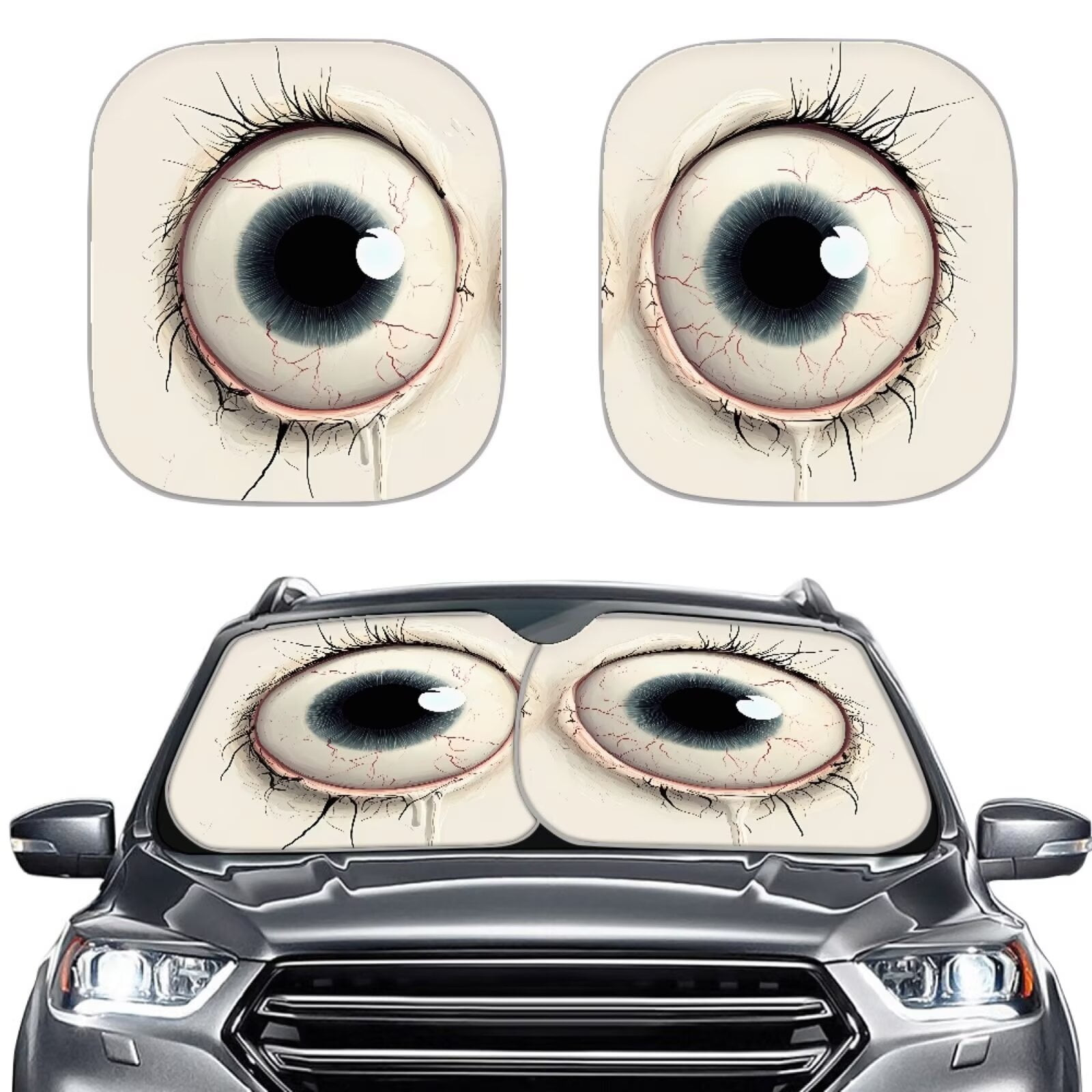 KUIFORTI Eyes Windshield Sun Shade Funny Car Window Shade, Foldable Car ...