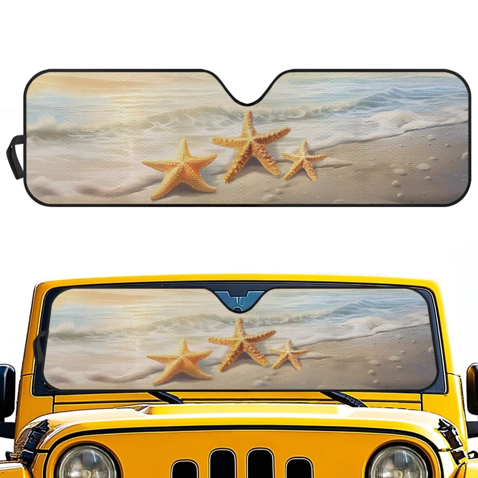 KUIFORTI Foldable Windshield Sun Shade for UV Rays, Beach Starfish ...