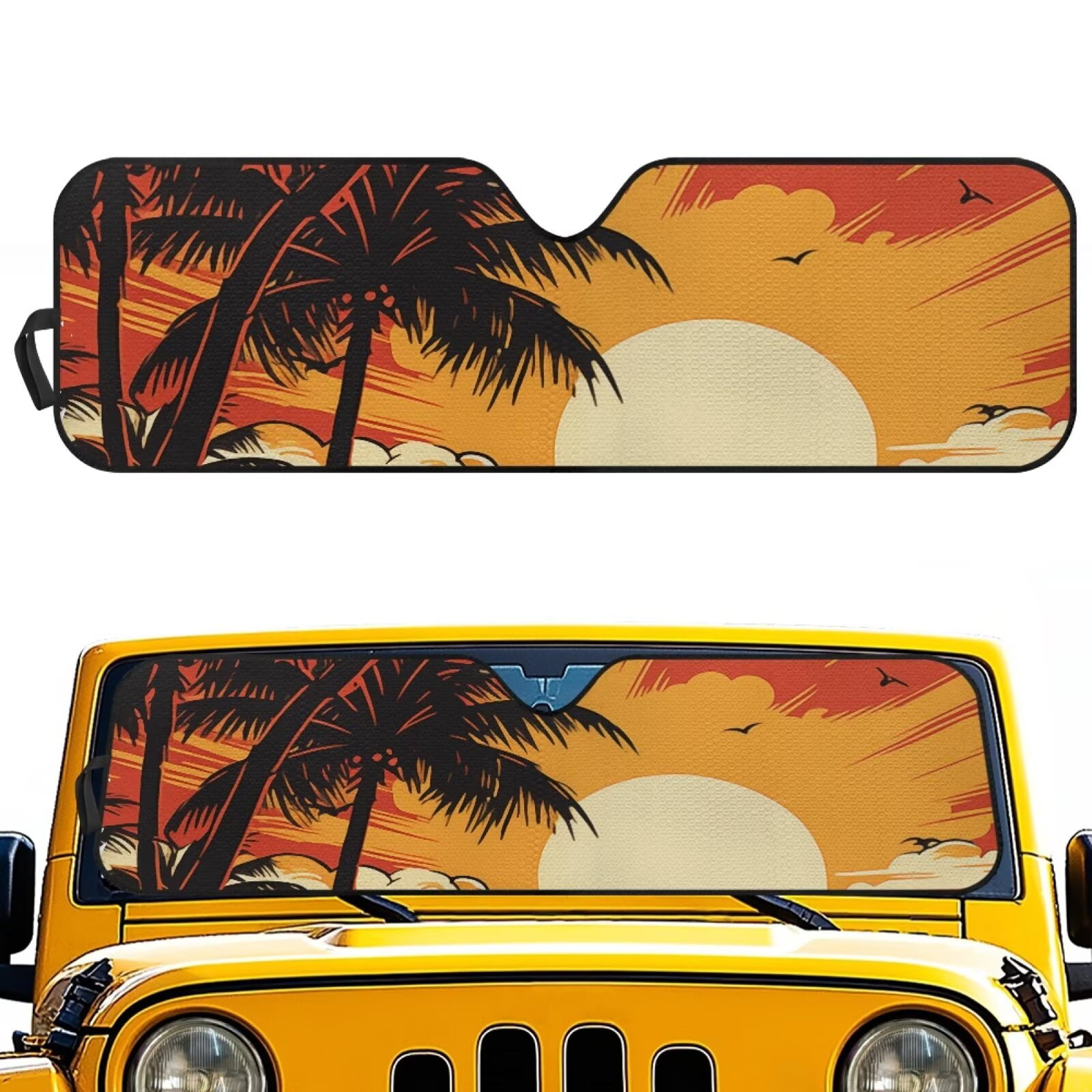 KUIFORTI Foldable Windshield Sunshade Compatible with Jeep JK JKU JL JLU 1997-2023 and ...