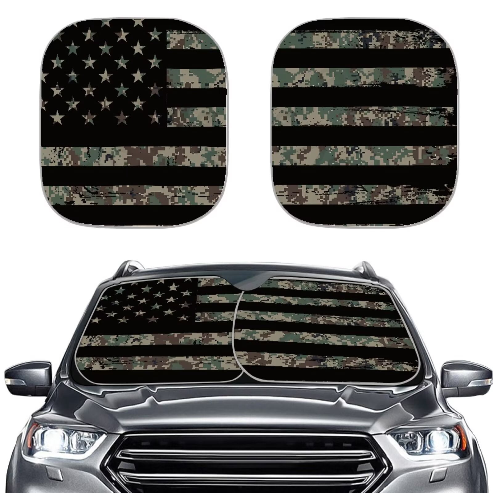 KUIFORTI Front Windshield Sun Shade American Flag Car Shades for Front ...