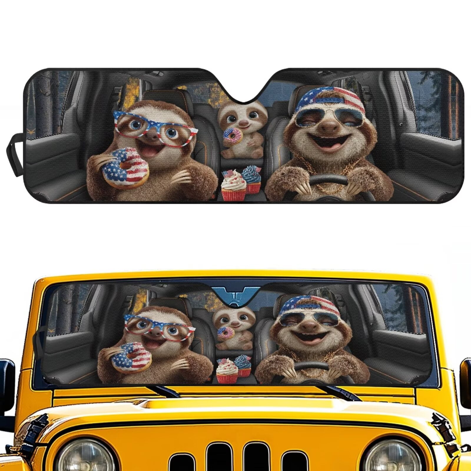 KUIFORTI Front Windshield Sun Shade Funny Sloth Car Sunshade for ...