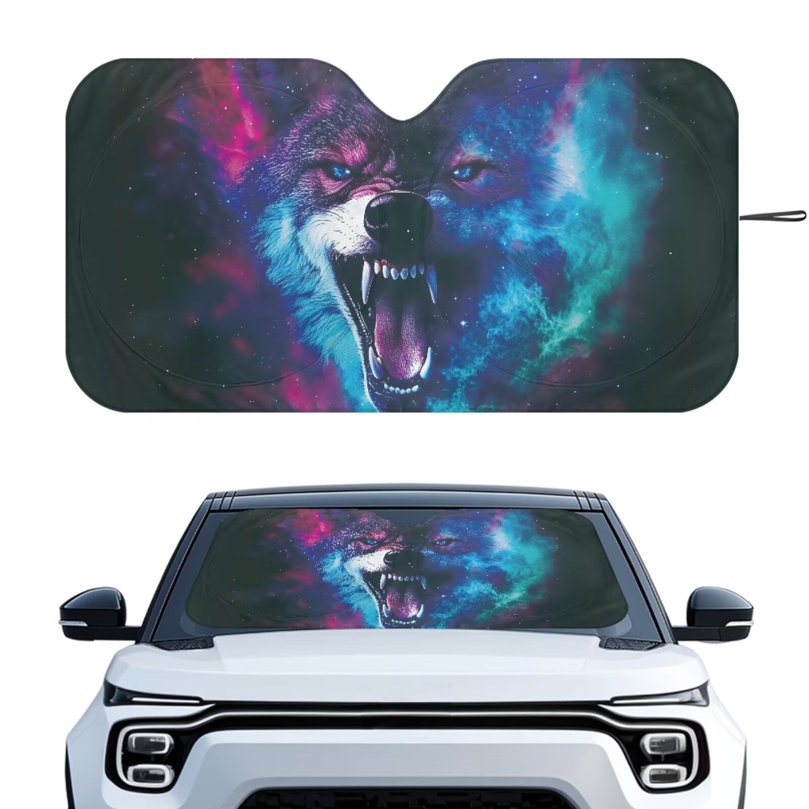 KUIFORTI Galaxy Wolf Car Windshield Sun Shade Funny Car Window Shades ...