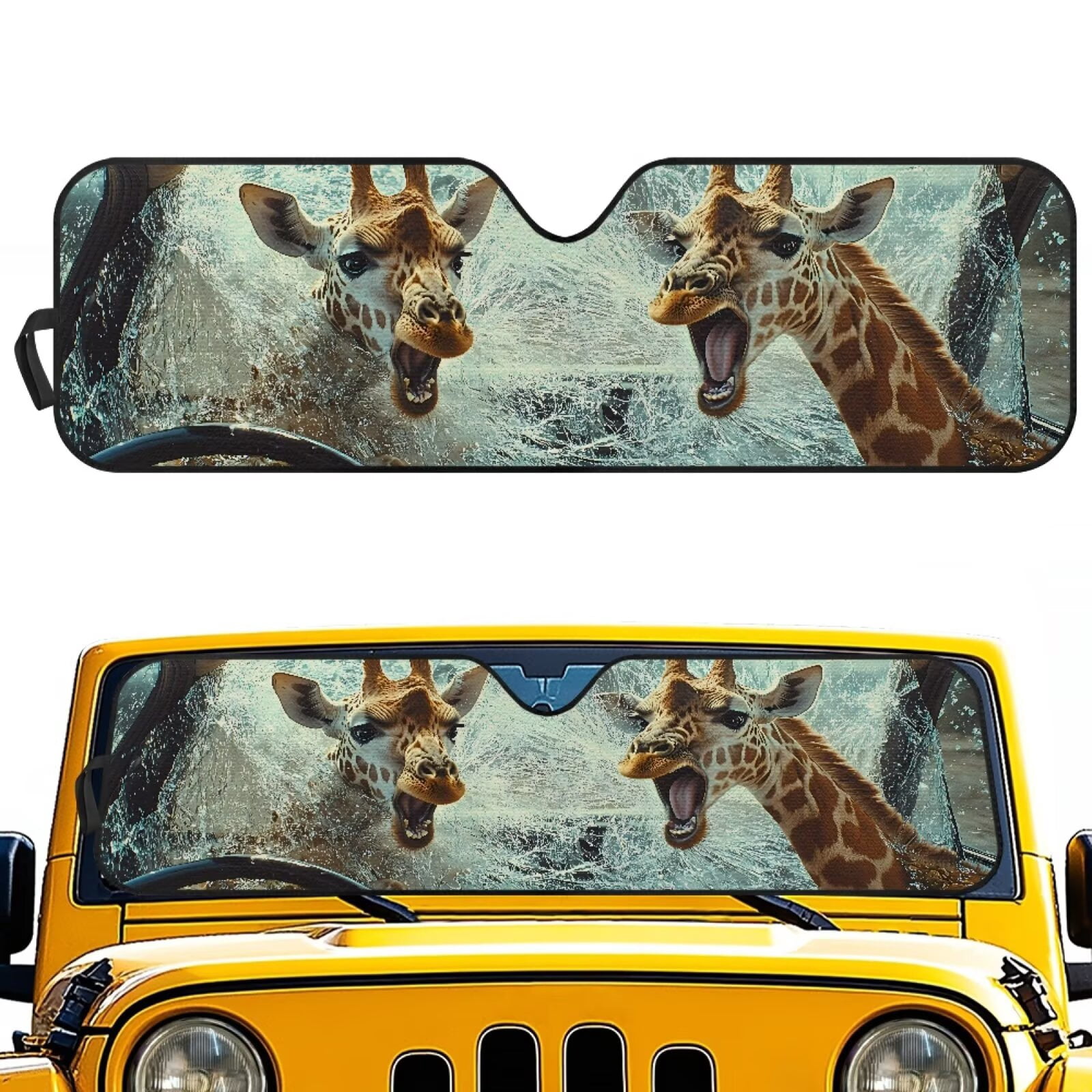 KUIFORTI Giraffe Windshield Sunshade Foldable Car Sun Shade Custom-fit ...