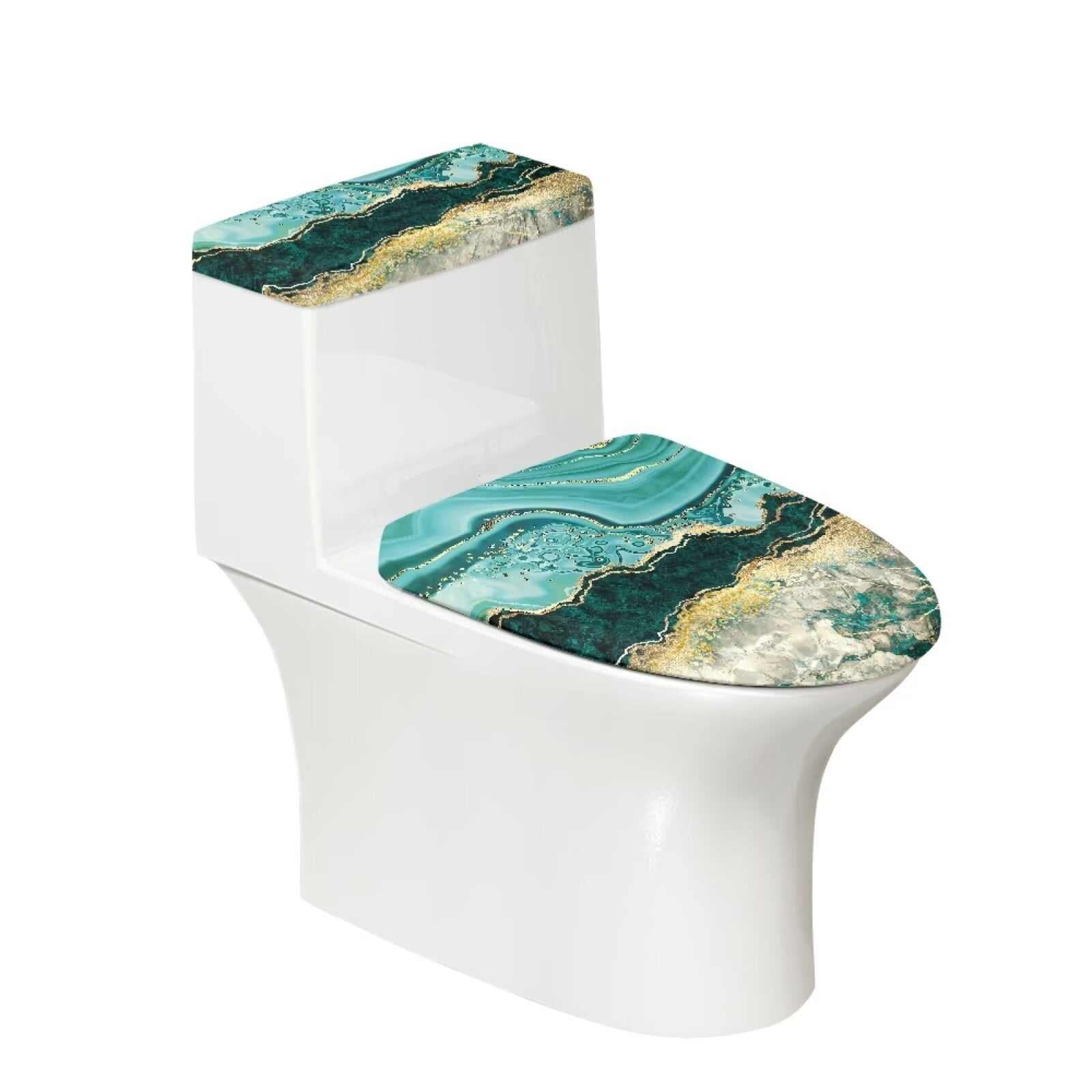 KUIFORTI Green Toilet Seat Cover Set Classic Marble Toilet Cover Seat ...