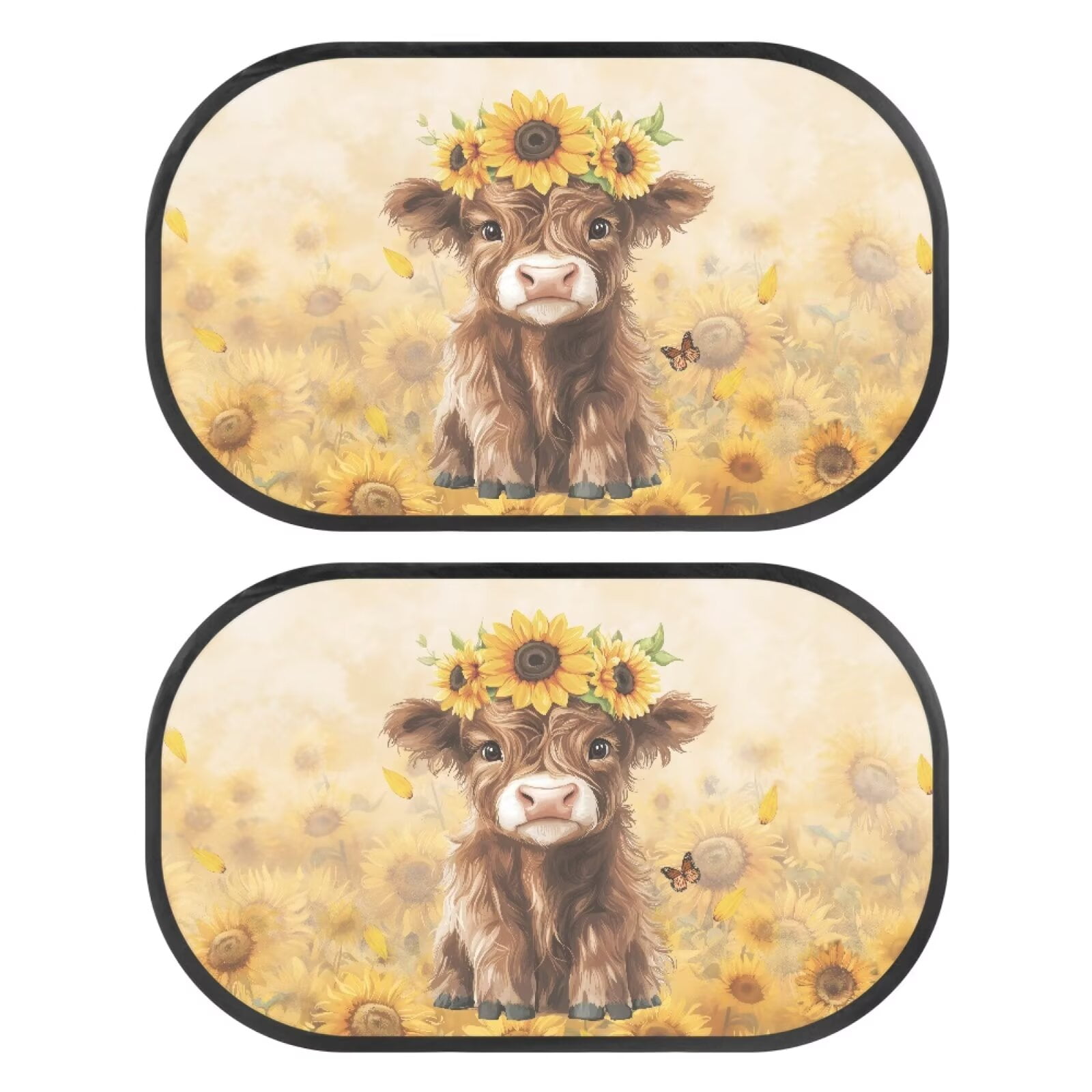 KUIFORTI Highland Cow Car Window Shade for Baby - Sunflower Sun Shade ...