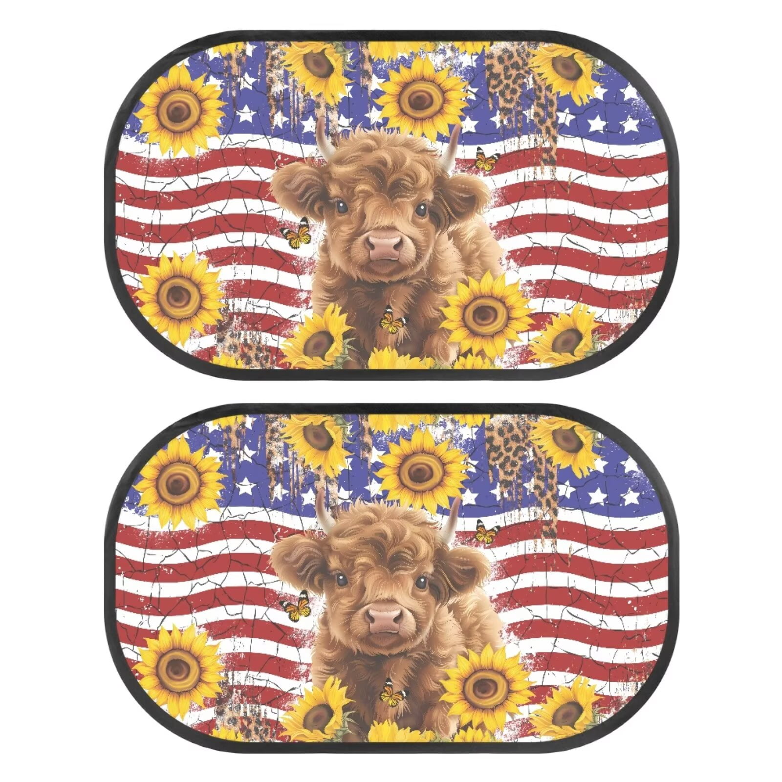KUIFORTI Highland Cow Car Window Shades for Kids, Sunflower Baby Window ...