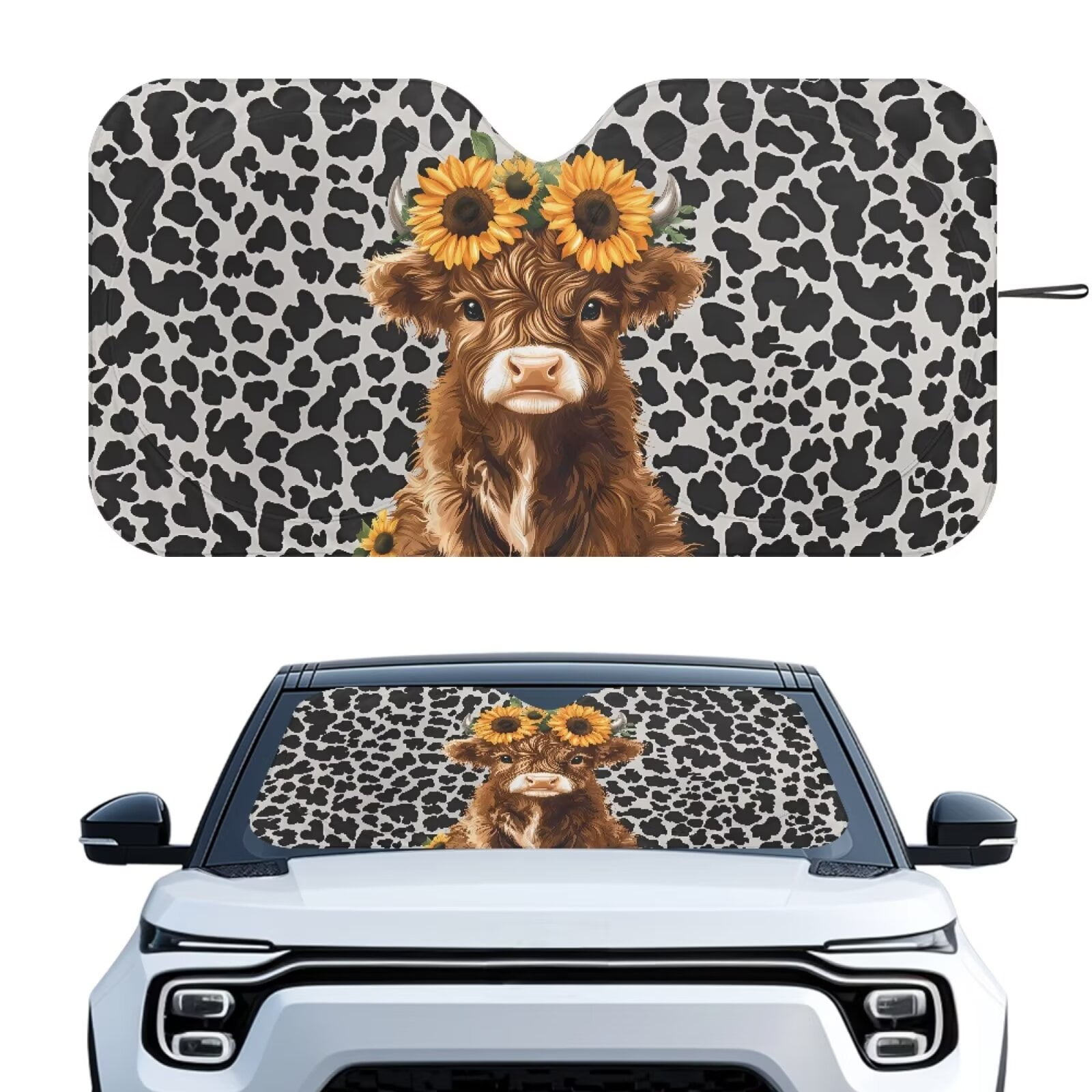 KUIFORTI Highland Cow Sun Shade for Car Windshield Foldable Sun Shield ...