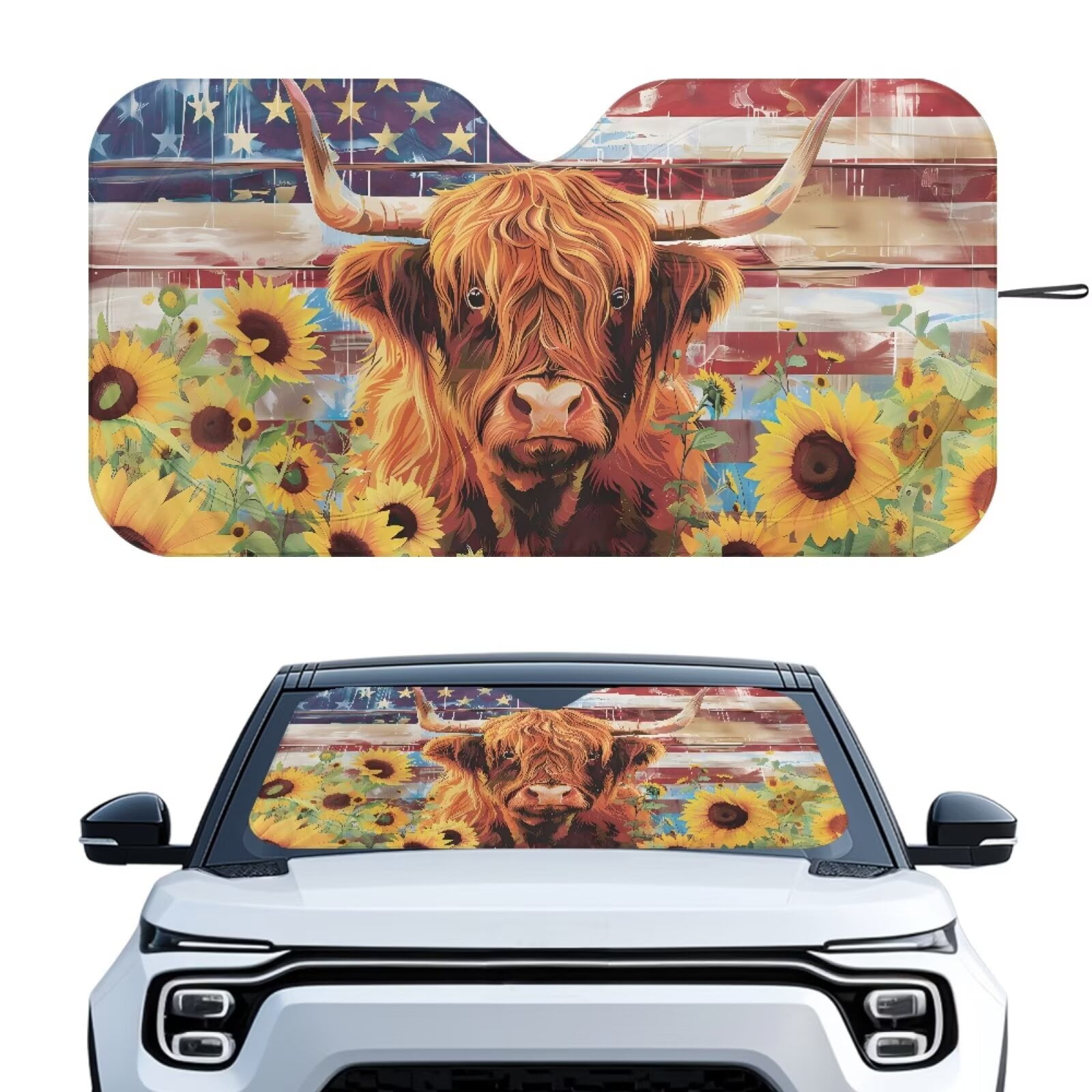 KUIFORTI Highland Cow Windshield Sun Shade Large Car Shades for Front ...