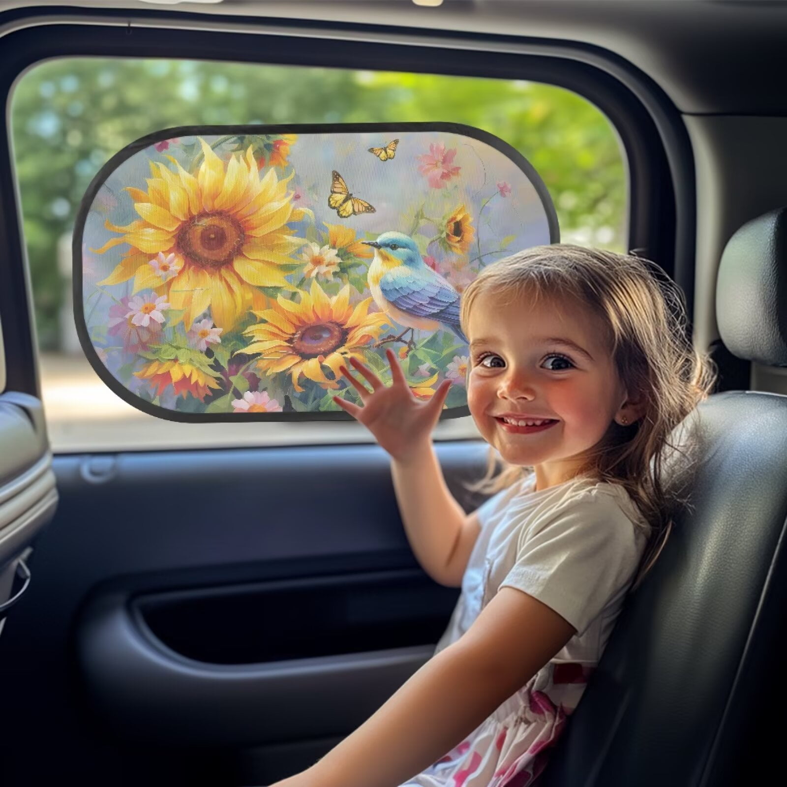 KUIFORTI Hummingbird Car Window Shade for Baby (2 Pack) - Sunflower Car ...