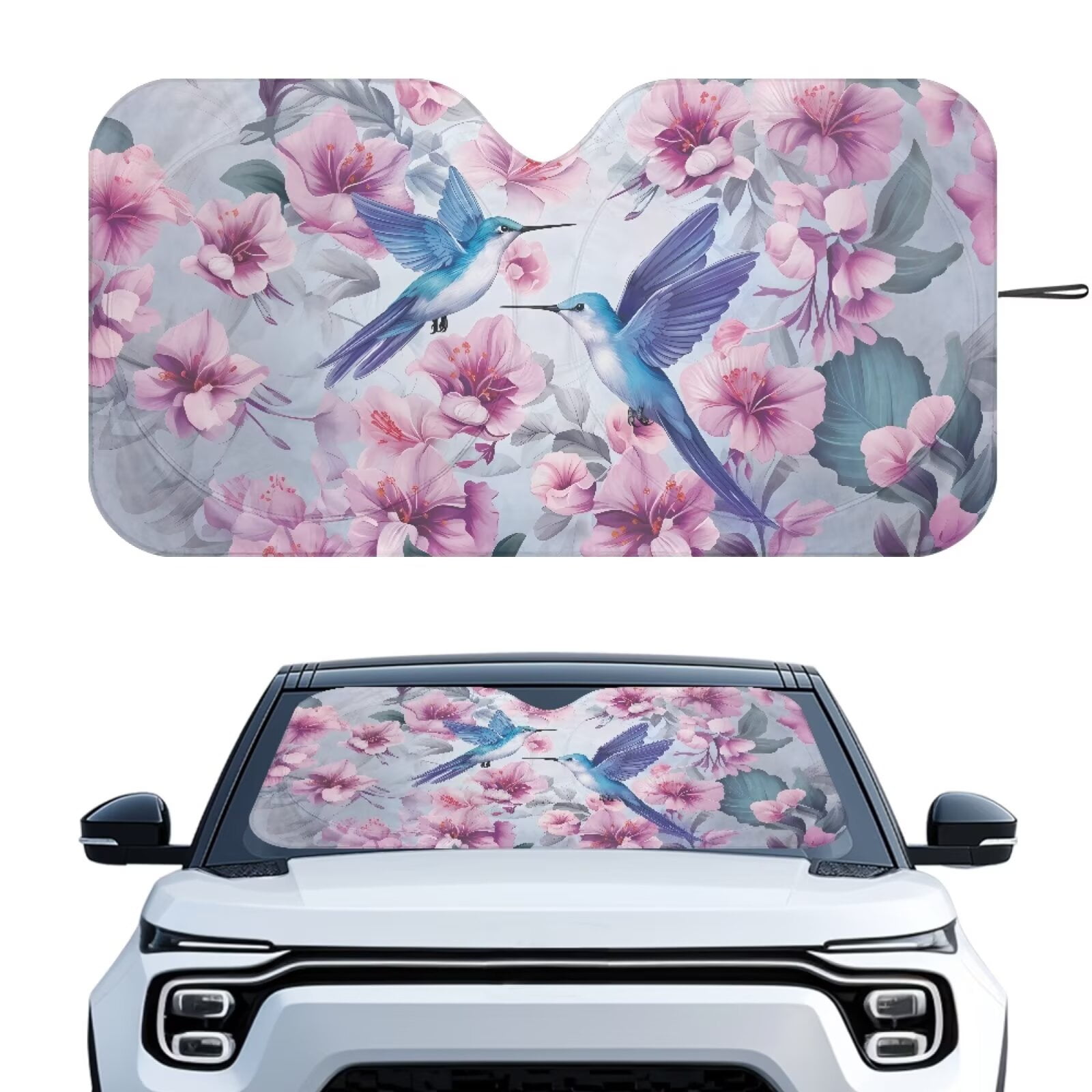 KUIFORTI Large Windshield Sun Shade Cute Hummingbird Car Window Shade ...
