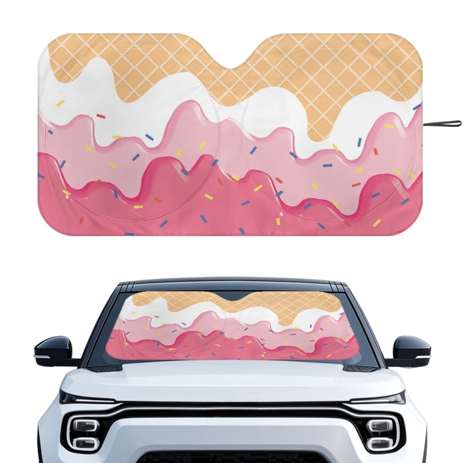 KUIFORTI Large Windshield Sun Shade Cute Ice Cream Car Front Window ...